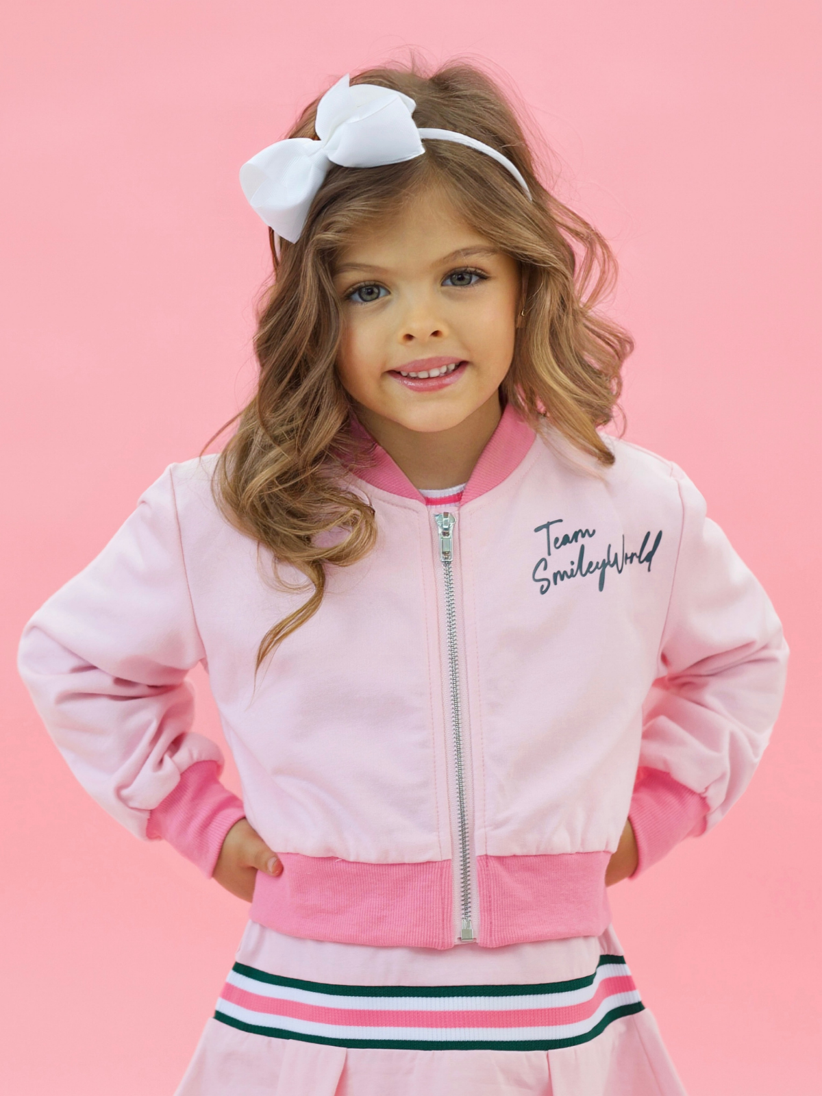 SmileyWorld Pink Cheer Club Bomber Jacket – Mia Belle Girls