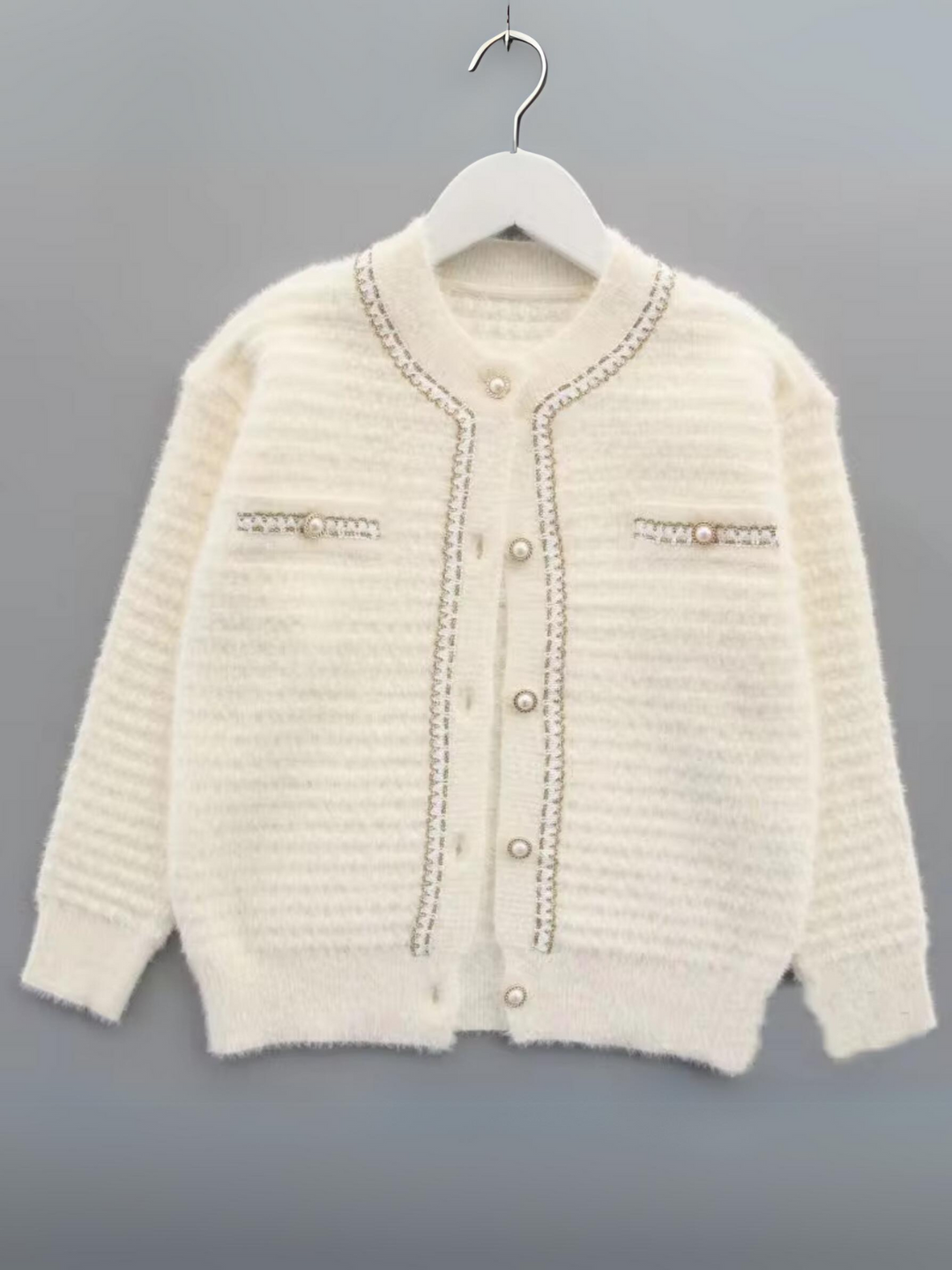 Girl's Classic Knitted Cardigan with Pearl Buttons – Mia Belle Girls