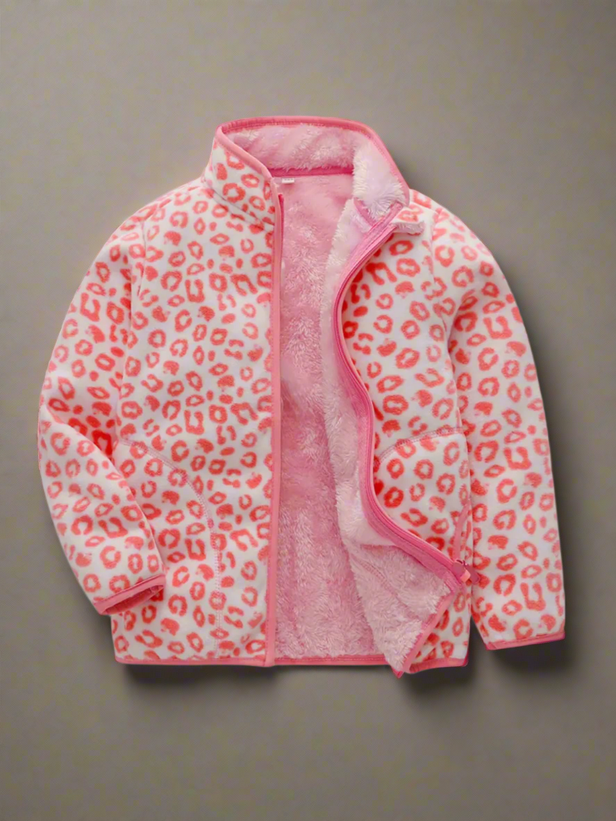 Leopard Print Cute & Warm Fleece Jacket – Mia Belle Girls