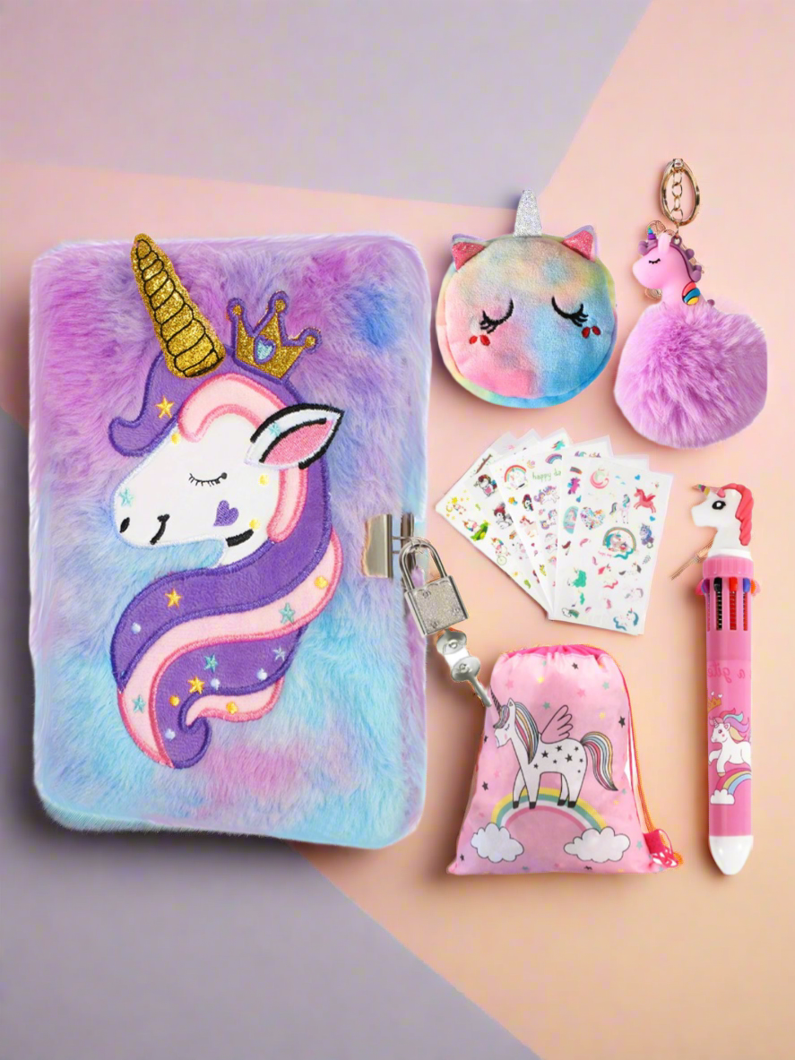 Little Miss Writer Furry Unicorn Diary and Accessories – Mia Belle Girls