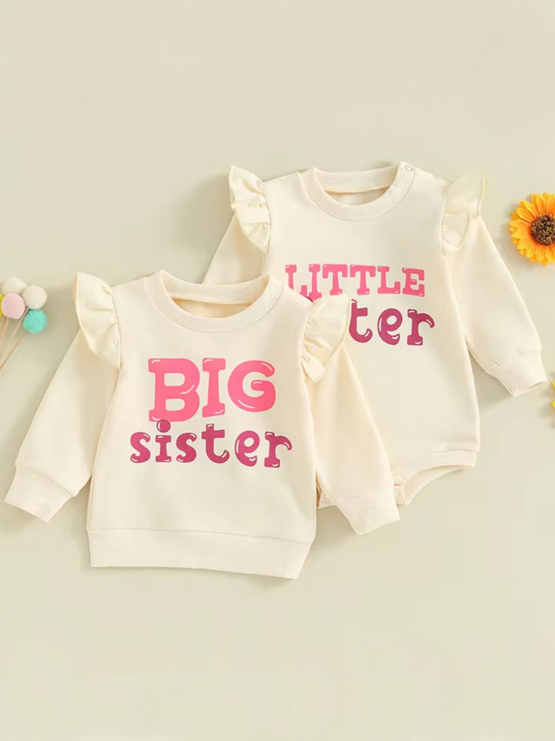 Little Sister Matching Ruffles Long Sleeve Sweatshirt – Mia Belle Girls