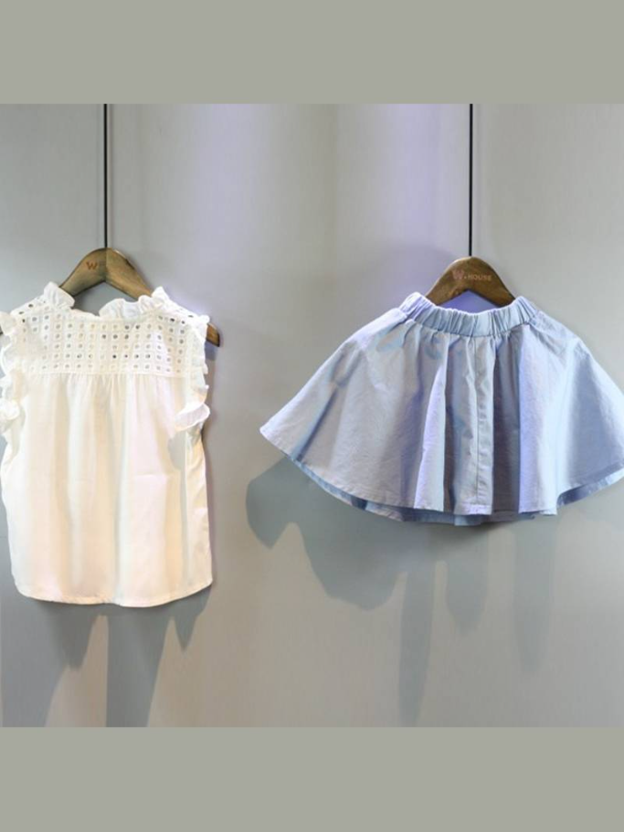 Cute Outfits For Girls | Eyelet Blouse & Pearl Pleated Skirt Set – Mia ...
