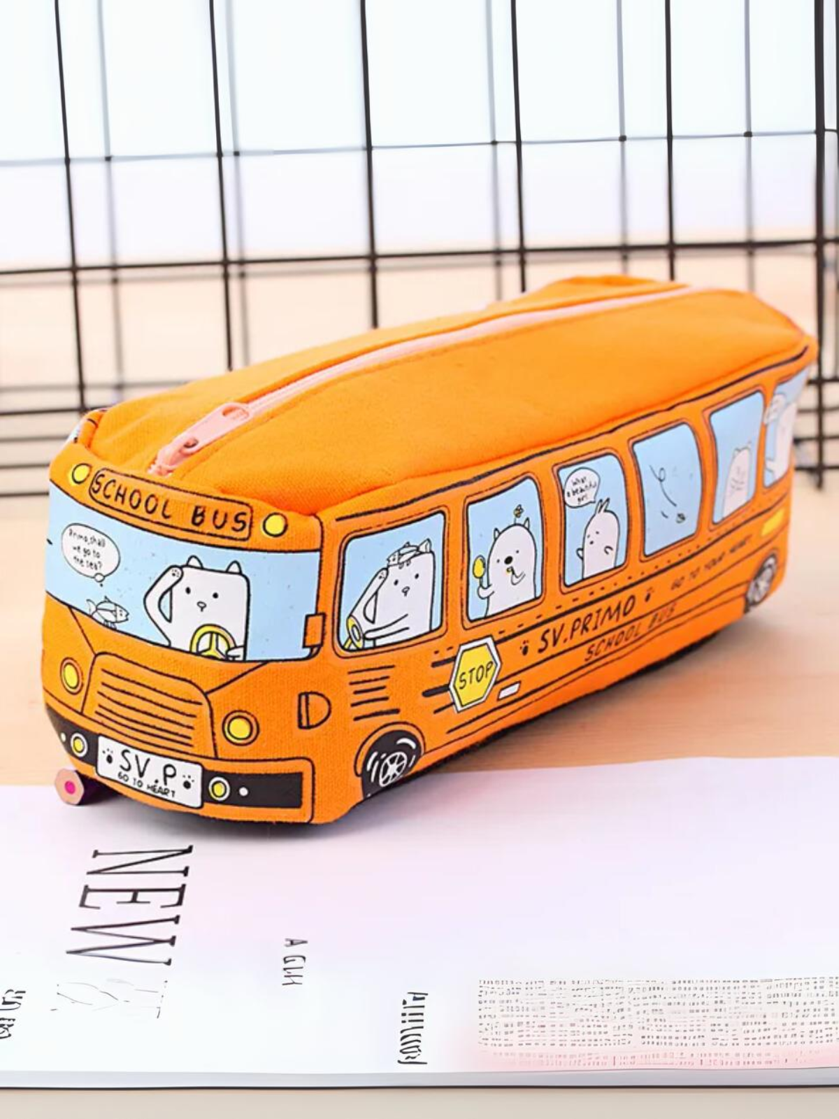 Cartoon School Bus Pencil Case - Fun and Spacious Stationery Organizer ...