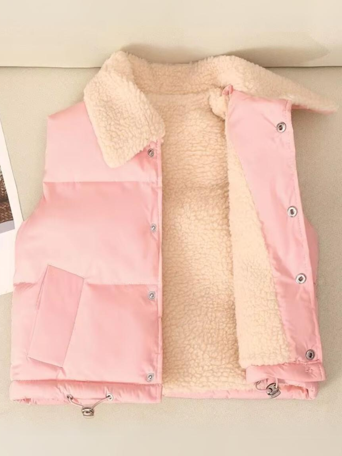 Cozy Pink Single-Breasted Fleece-Lined Thermal Vest – Mia Belle Girls