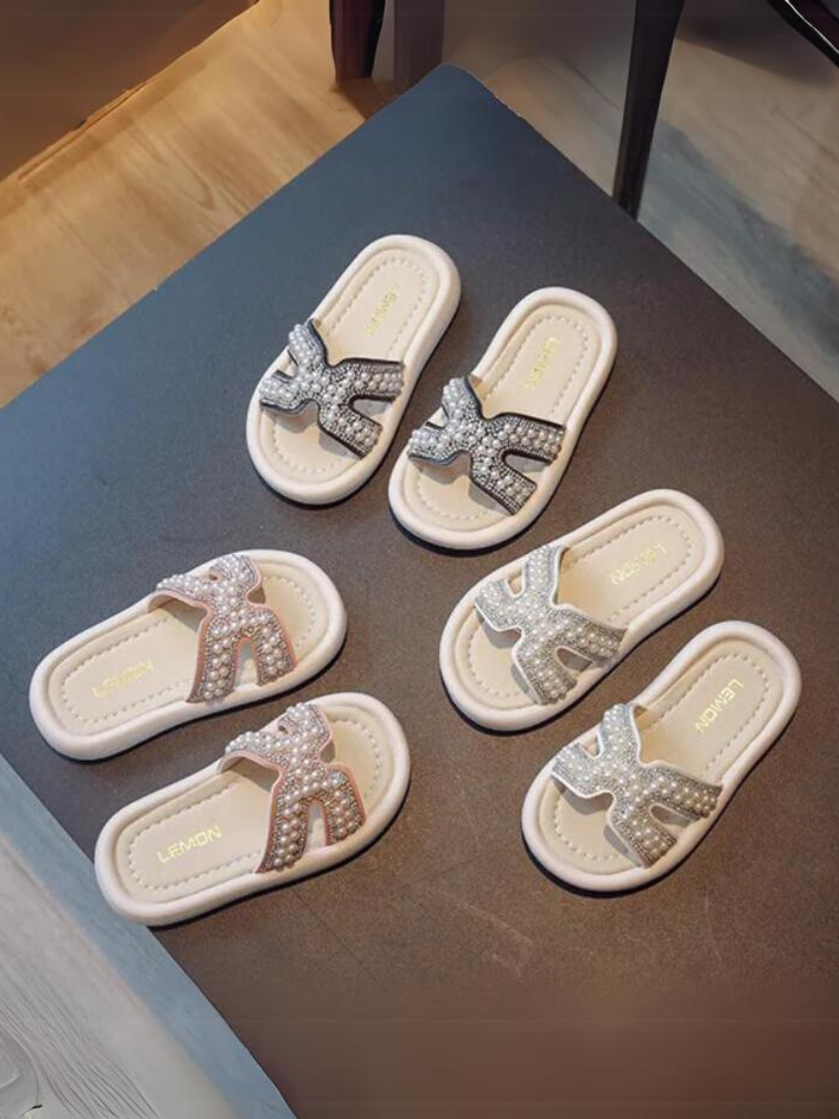 Poised and Pretty Pearl Slide Sandals By Liv and Mia – Mia Belle Girls