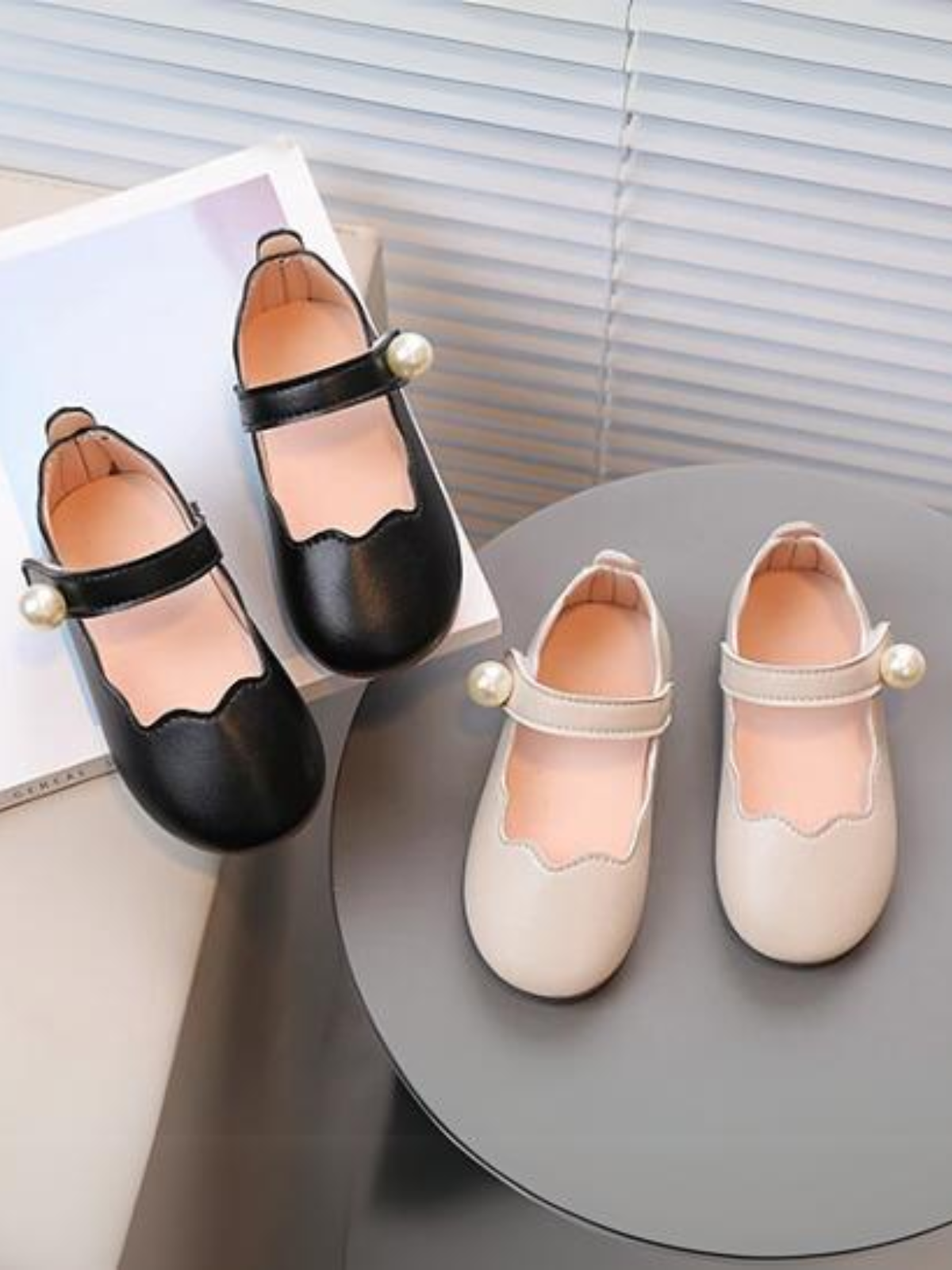 Girls Scalloped Mary Jane Flats with Pearl Detail By Liv and Mia – Mia ...