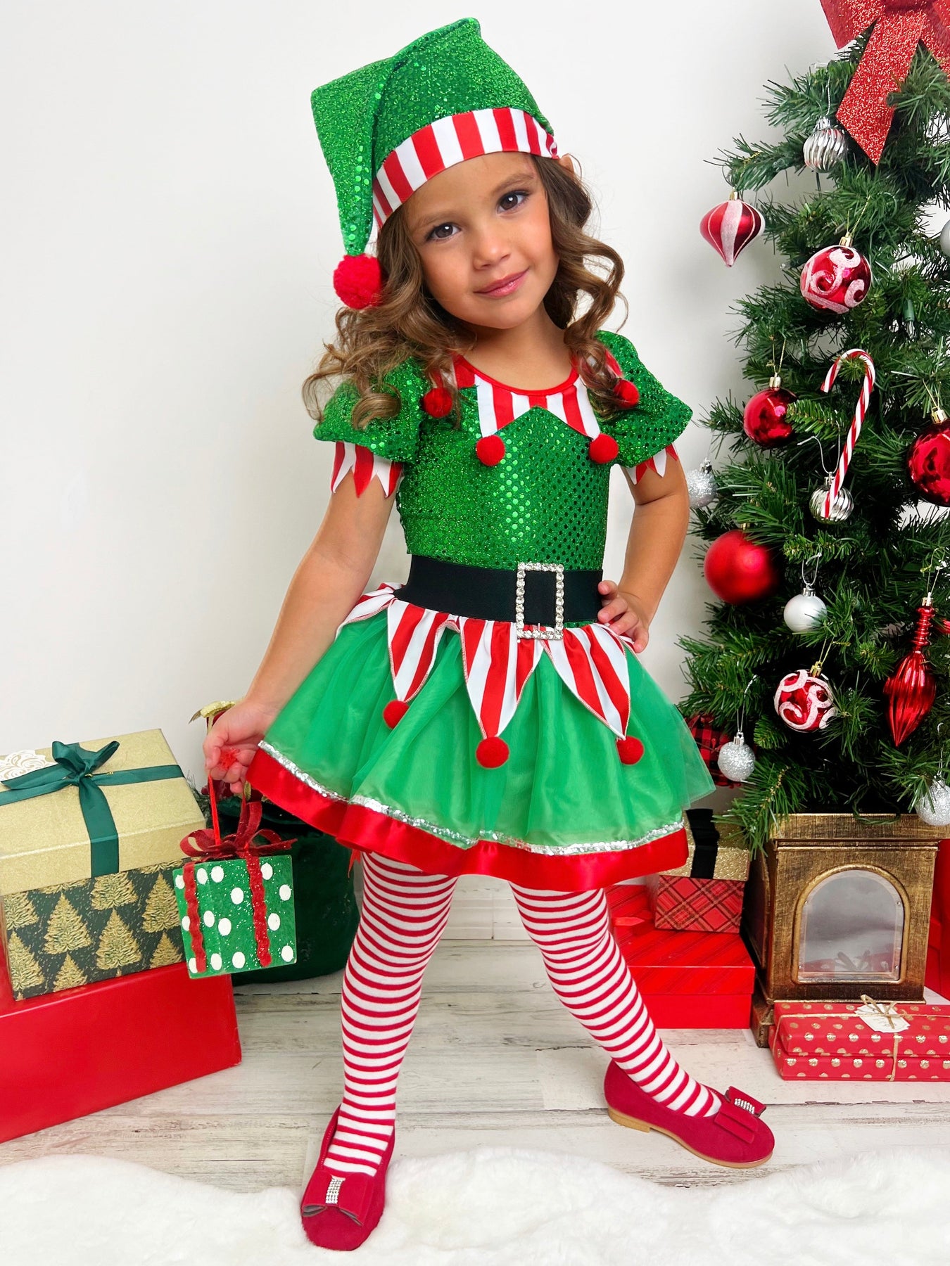 Girls Winter Sets | Girls Sequin Sparkle Elf Tutu Dress & Hat Set – Mia ...
