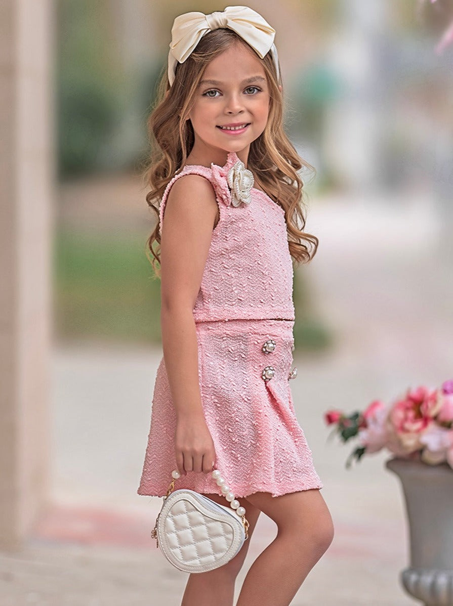 Mia Belle Girls Pink Top and Skirt Set | Girls Spring Sets