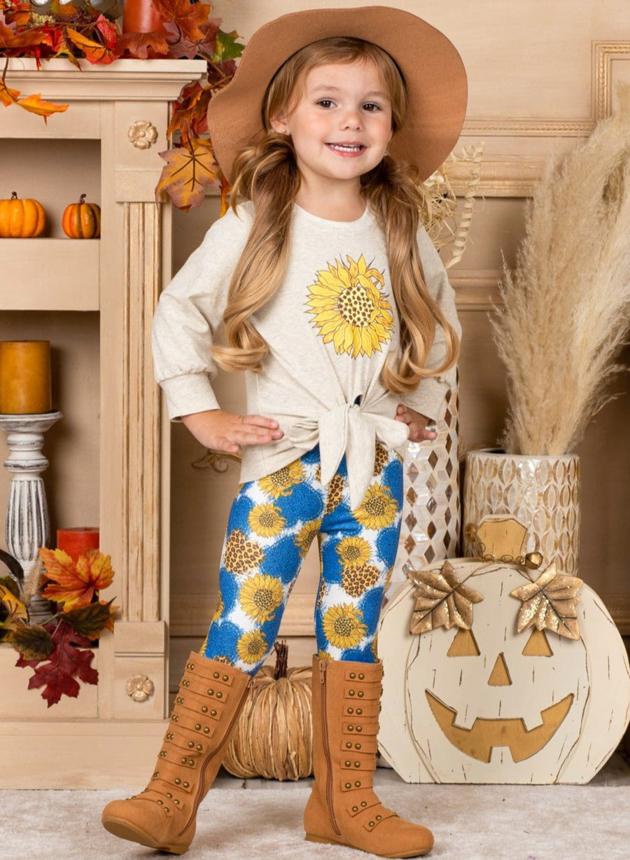 Fall Outfits | Knot Hem Top & Floral Legging Set | Cute Girls Sets ...
