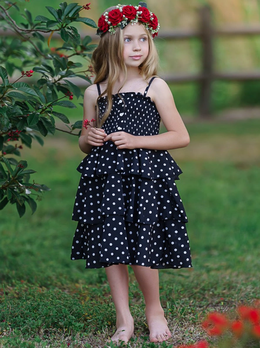 Toddler Spring Dresses | Little Girls Polka Dot Tiered Ruffle Dress ...