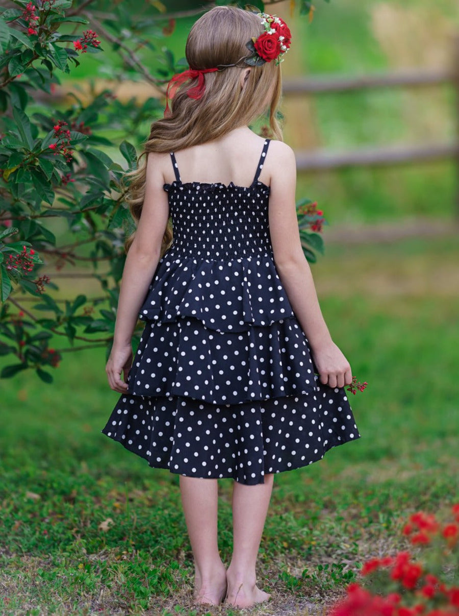 Toddler Spring Dresses | Little Girls Polka Dot Tiered Ruffle Dress ...