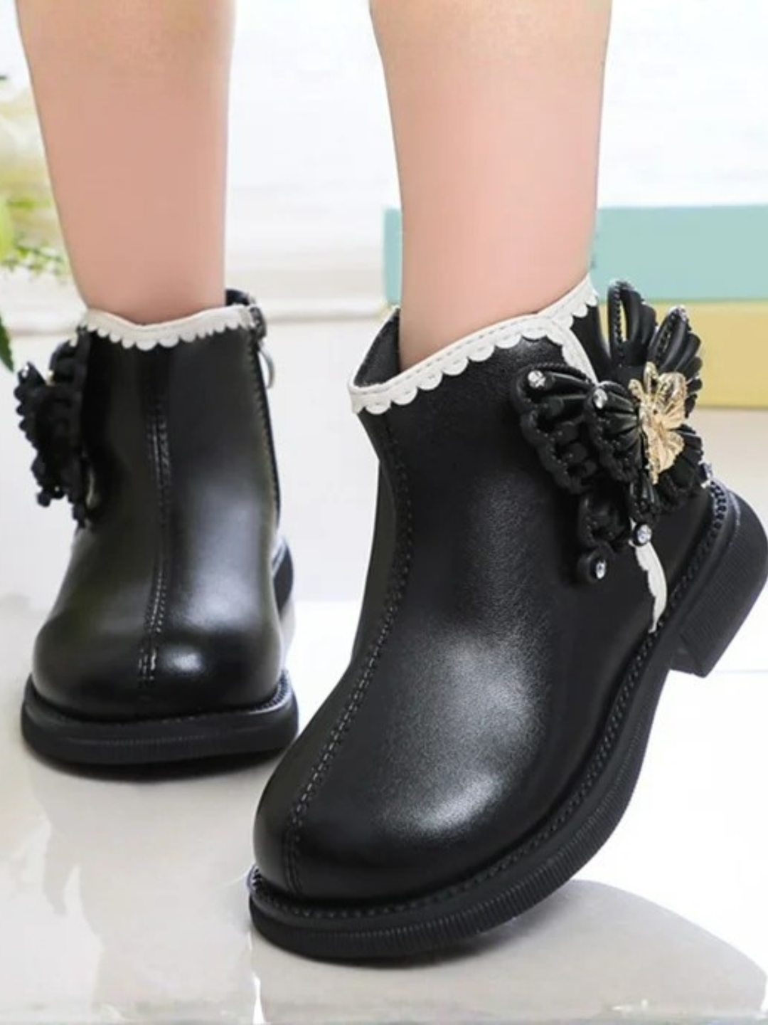 Girls Elegant Chic Casual Ankle Boots with Butterfly Design By Liv and ...