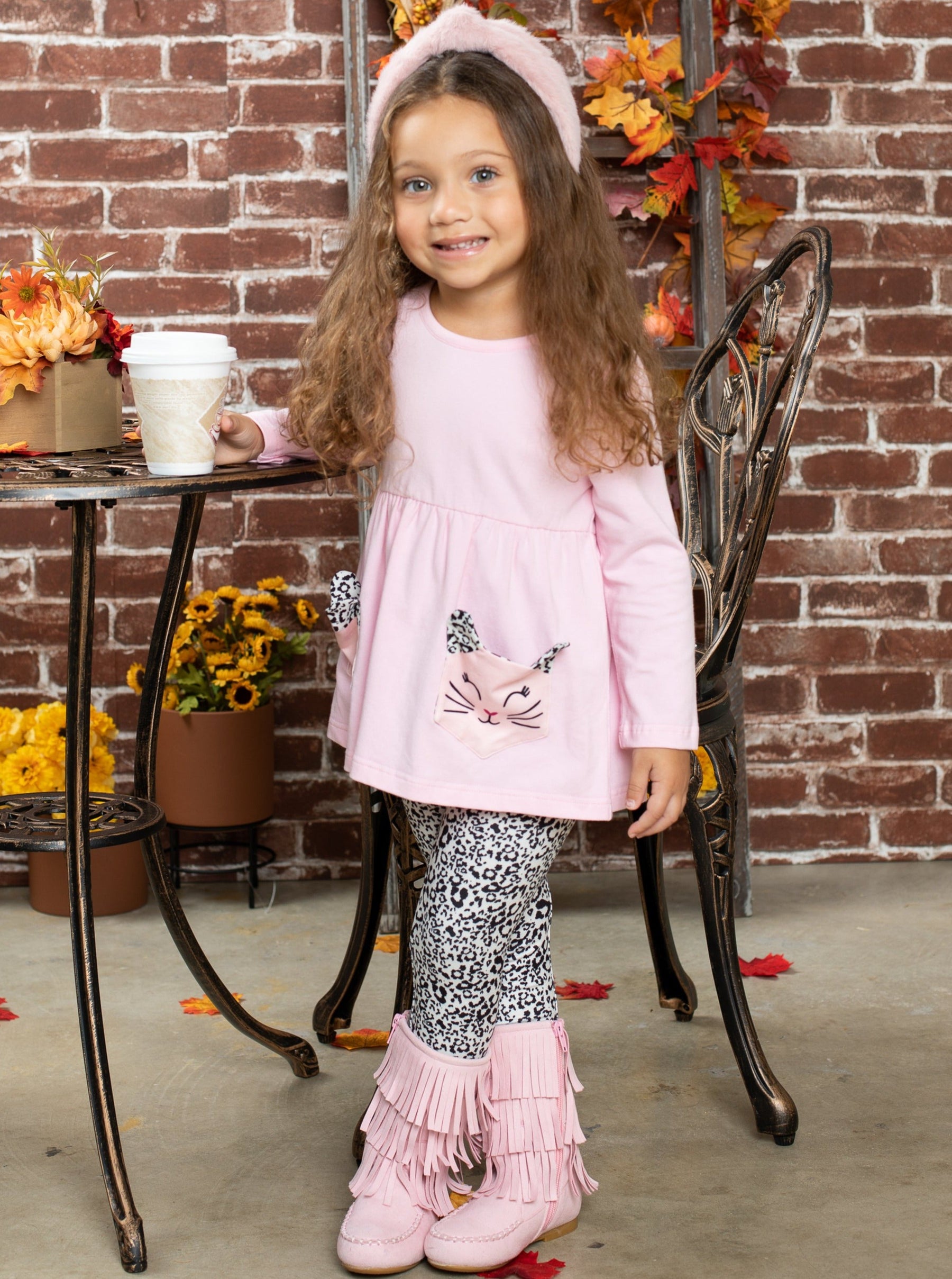 Girls Fall Outfits | Kitty Kat Tunic & Leopard Print Legging Set – Mia ...