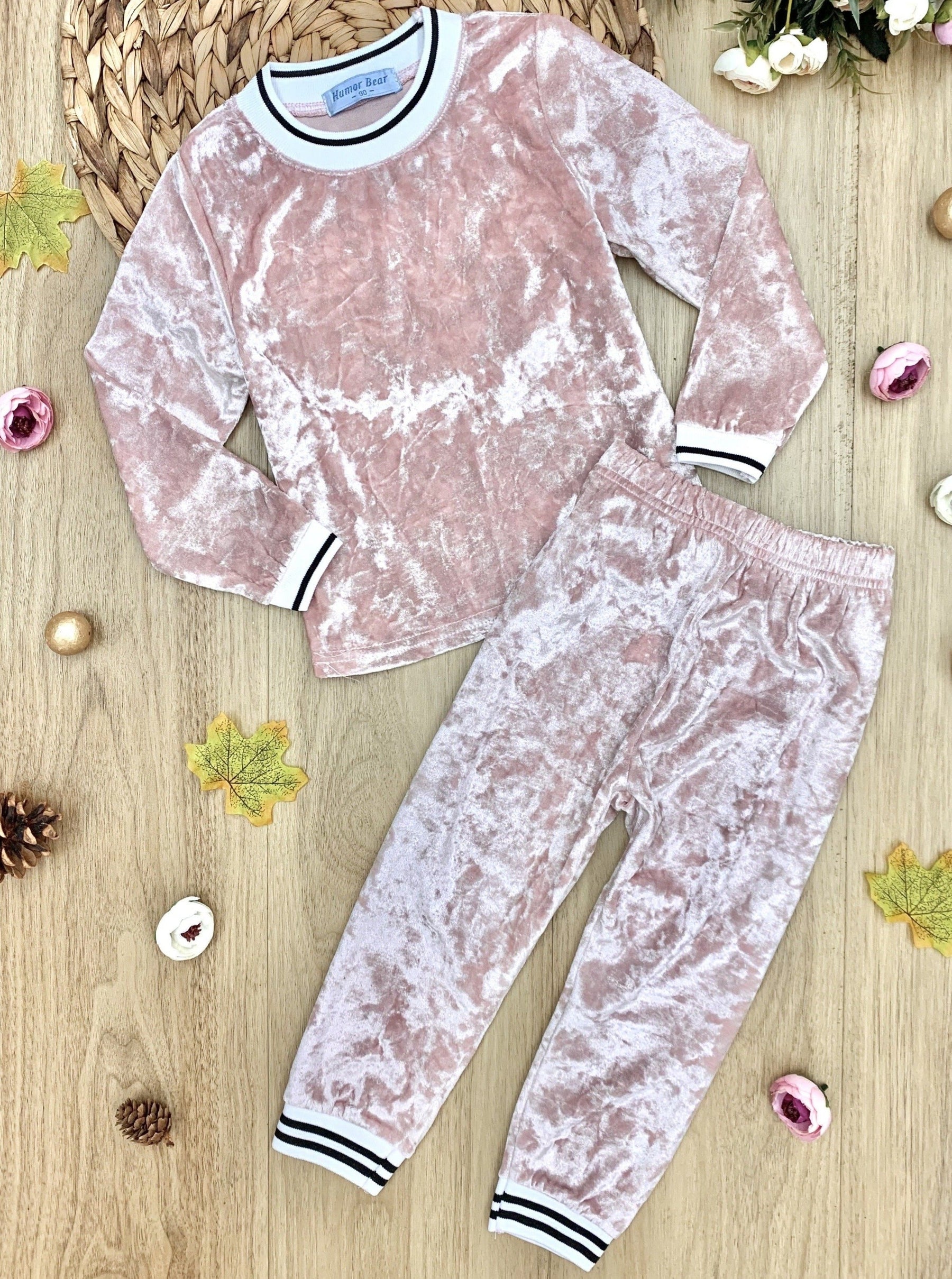 Cute Winter Sets | Girls Crushed Velvet Jogger Loungewear Set – Mia ...