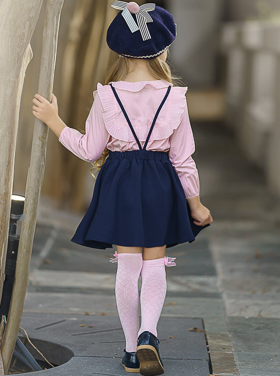 Little Miss Elegant Blouse And Overall Dress Set – Mia Belle Girls