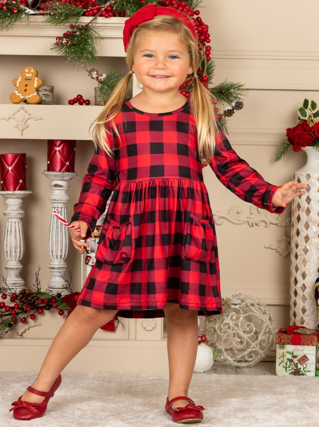 Cute Winter Dresses | Girls Long Sleeve Plaid Pocket A-Line Dress – Mia ...