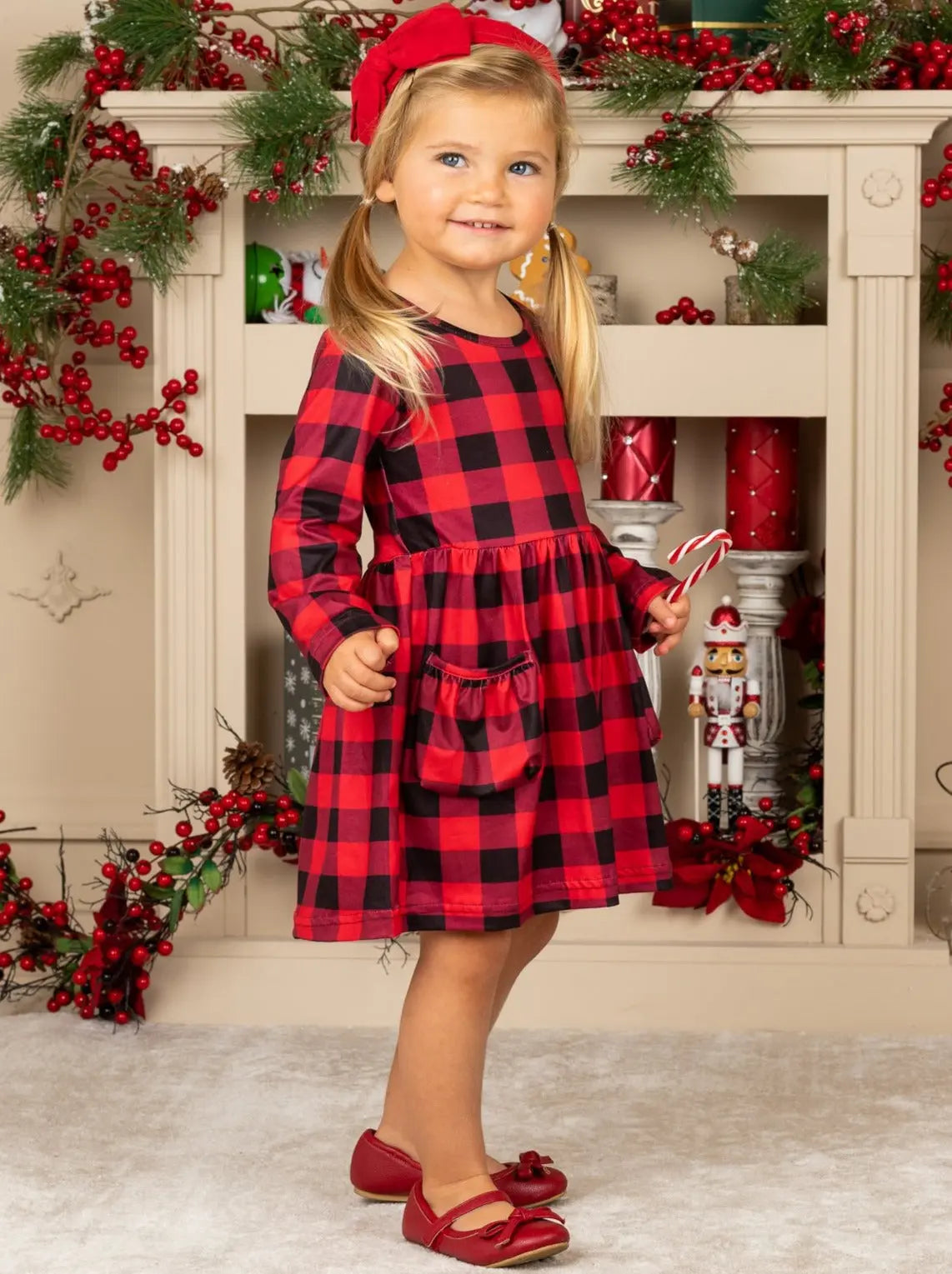 Cute Winter Dresses | Girls Long Sleeve Plaid Pocket A-Line Dress – Mia ...