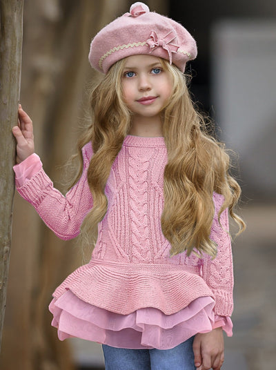 Cute As Pie Pink Cable Knit Tutu Sweater – Mia Belle Girls