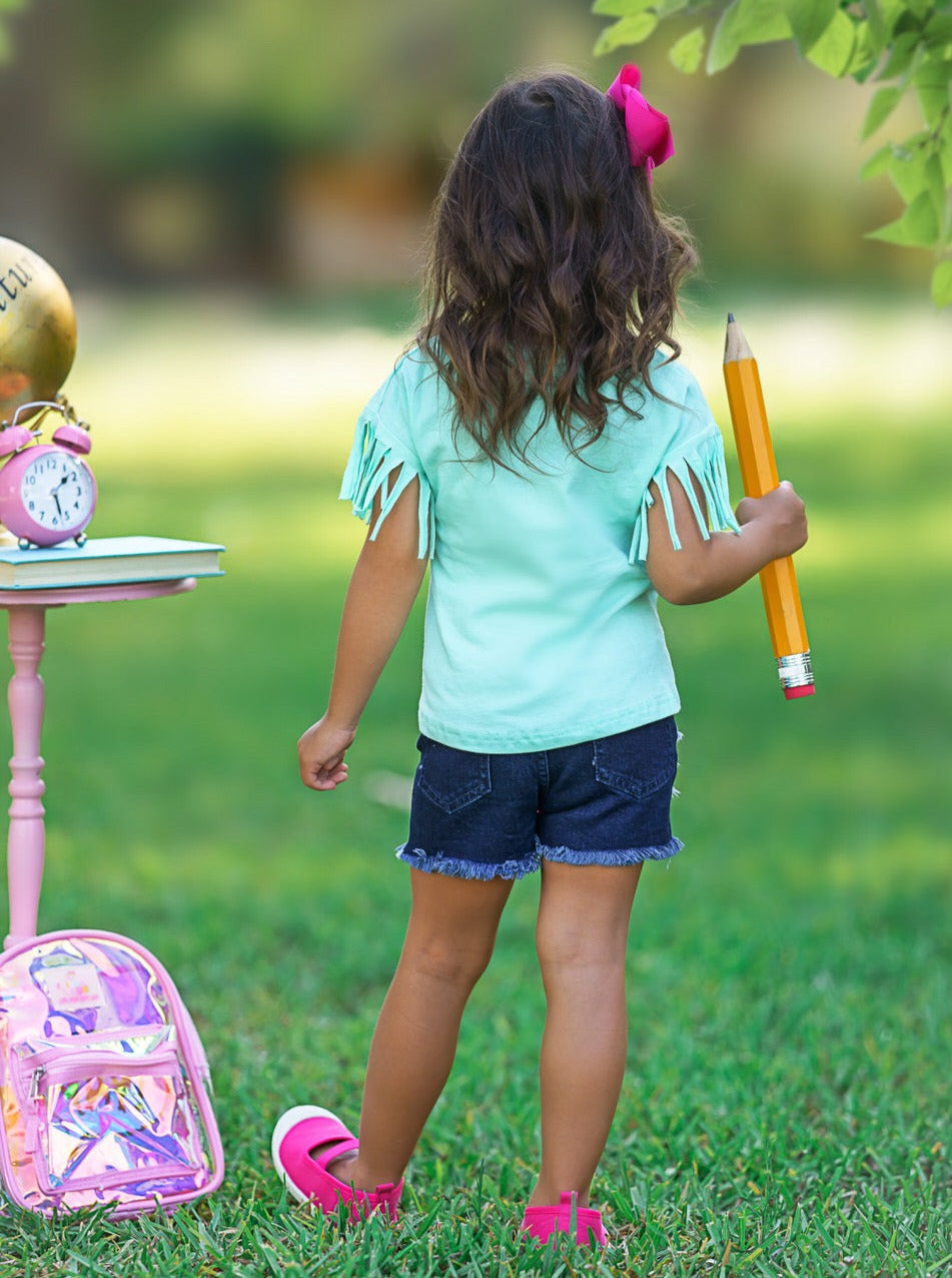 First Day of School | Little Miss Pre-K Patched Shorts Set | Mia Belle ...