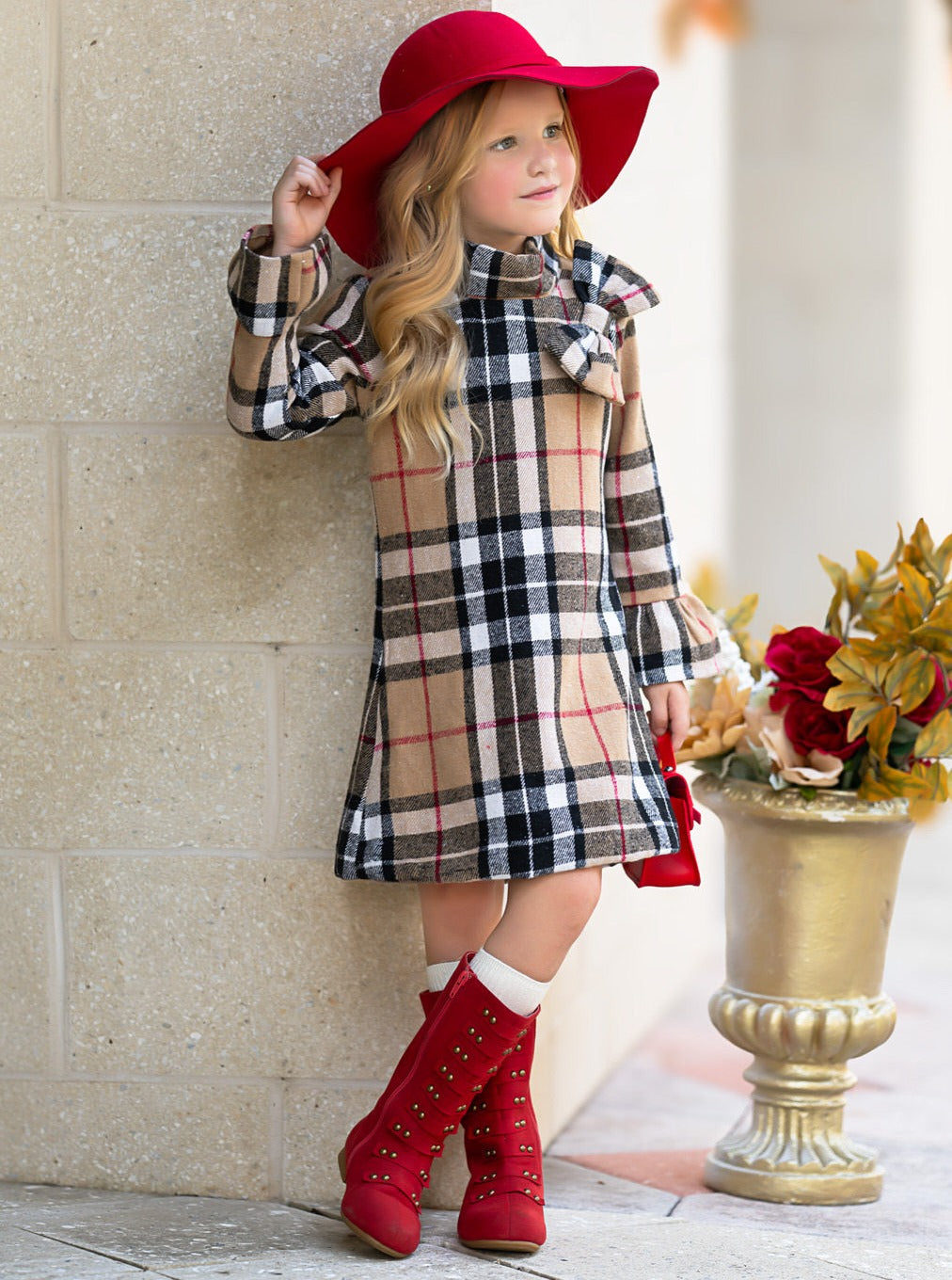 Classic Plaid Long Sleeve Shift Dress – Mia Belle Girls