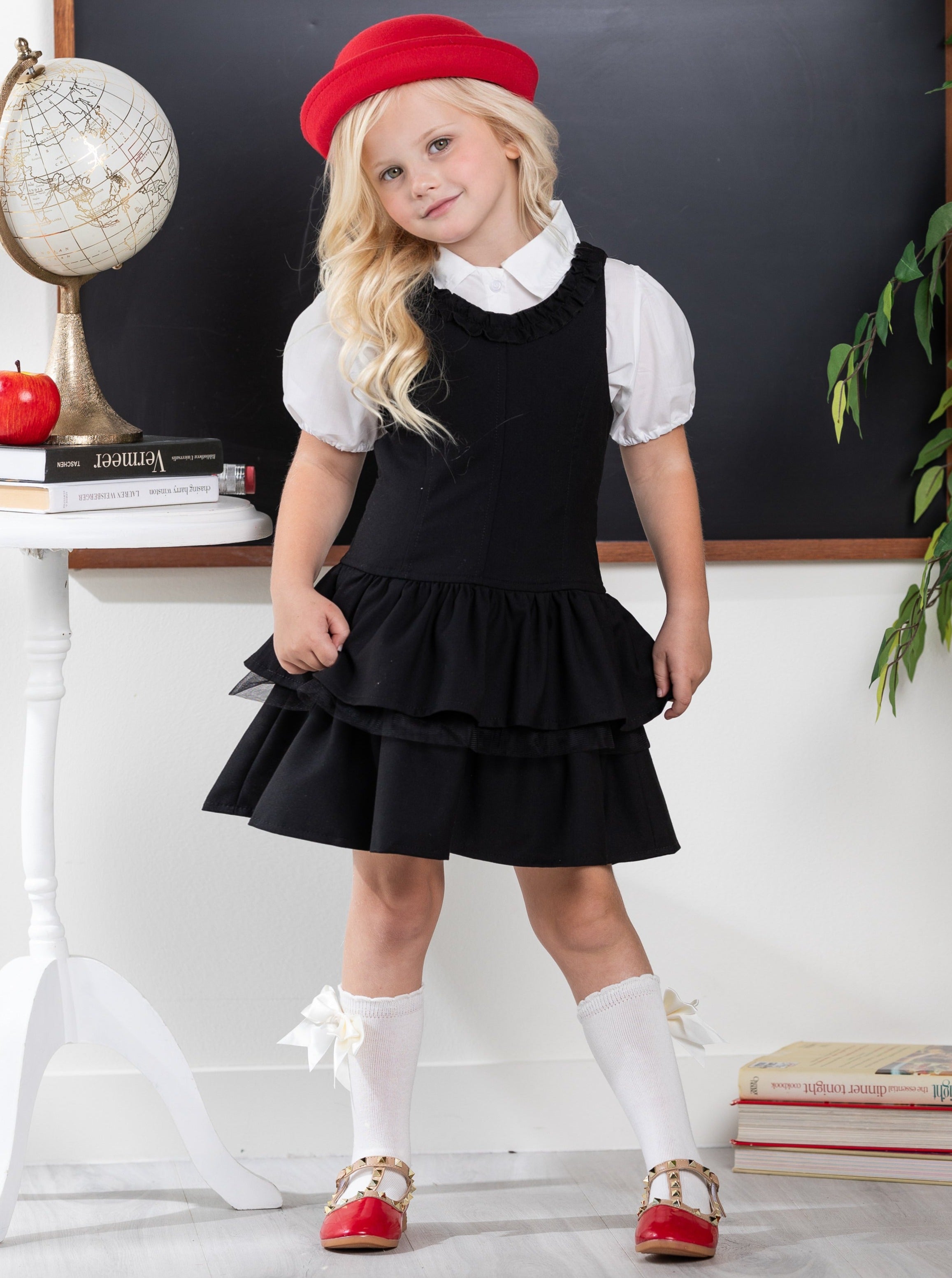 Black Tiered Girls Uniform Dress by Kids Couture – Mia Belle Girls
