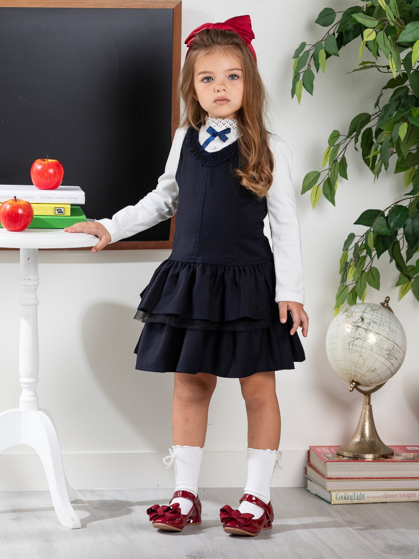 Navy Tiered Girls Uniform Dress by Kids Couture – Mia Belle Girls