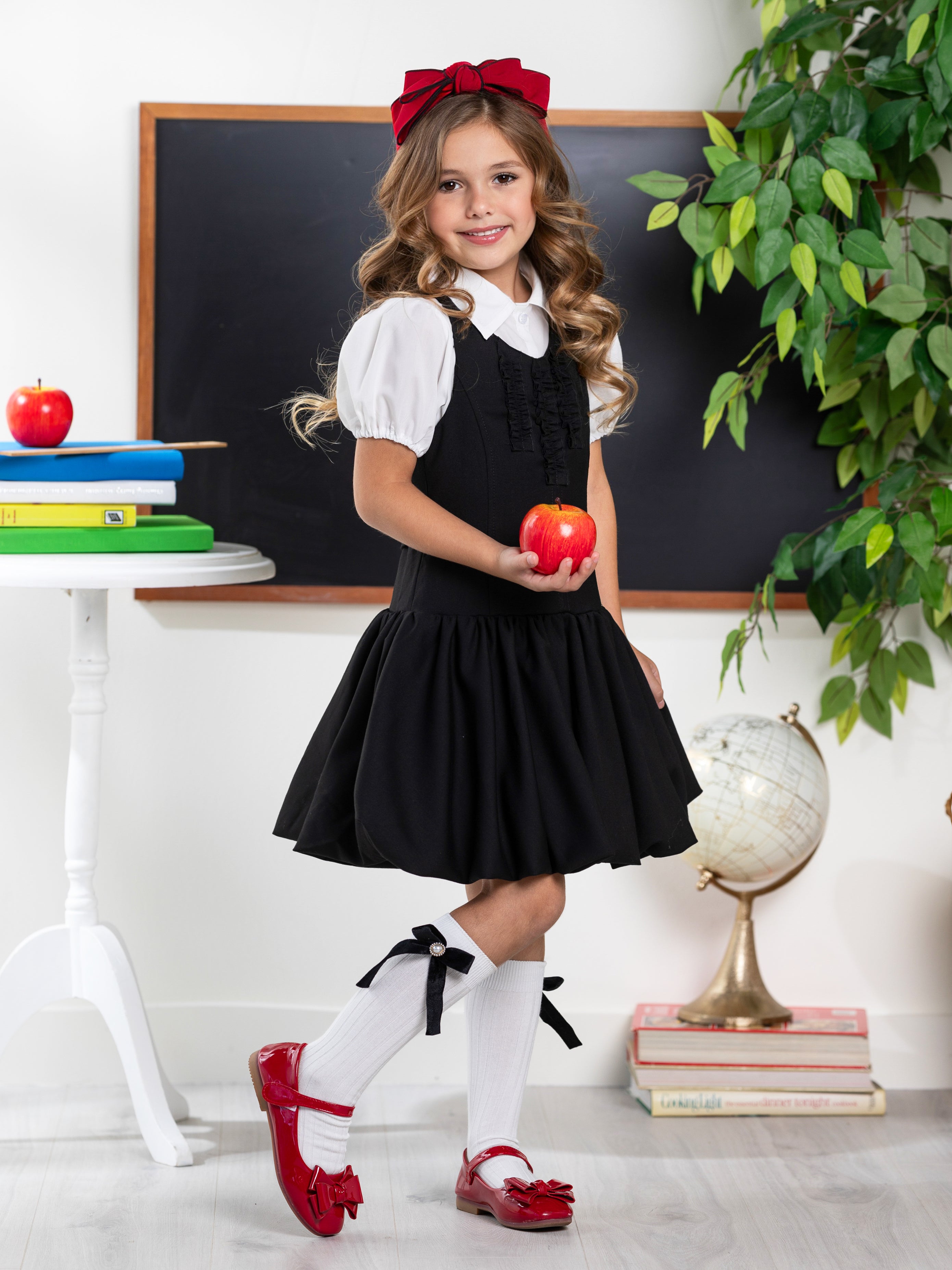 Chic Black Ruffle Uniform Dress by Kids Couture – Mia Belle Girls