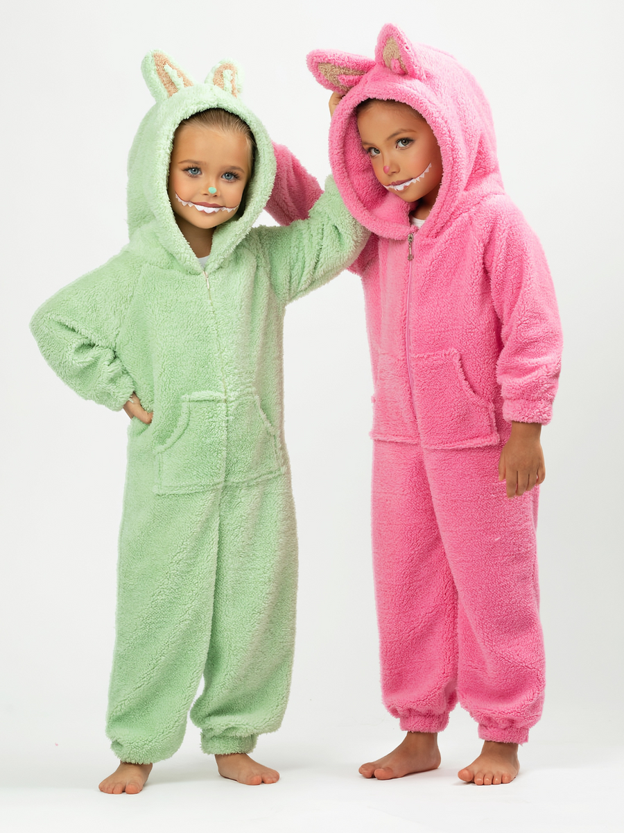 Pink Fluffy Lil Bubu Hooded Onesie Costume – Mia Belle Girls