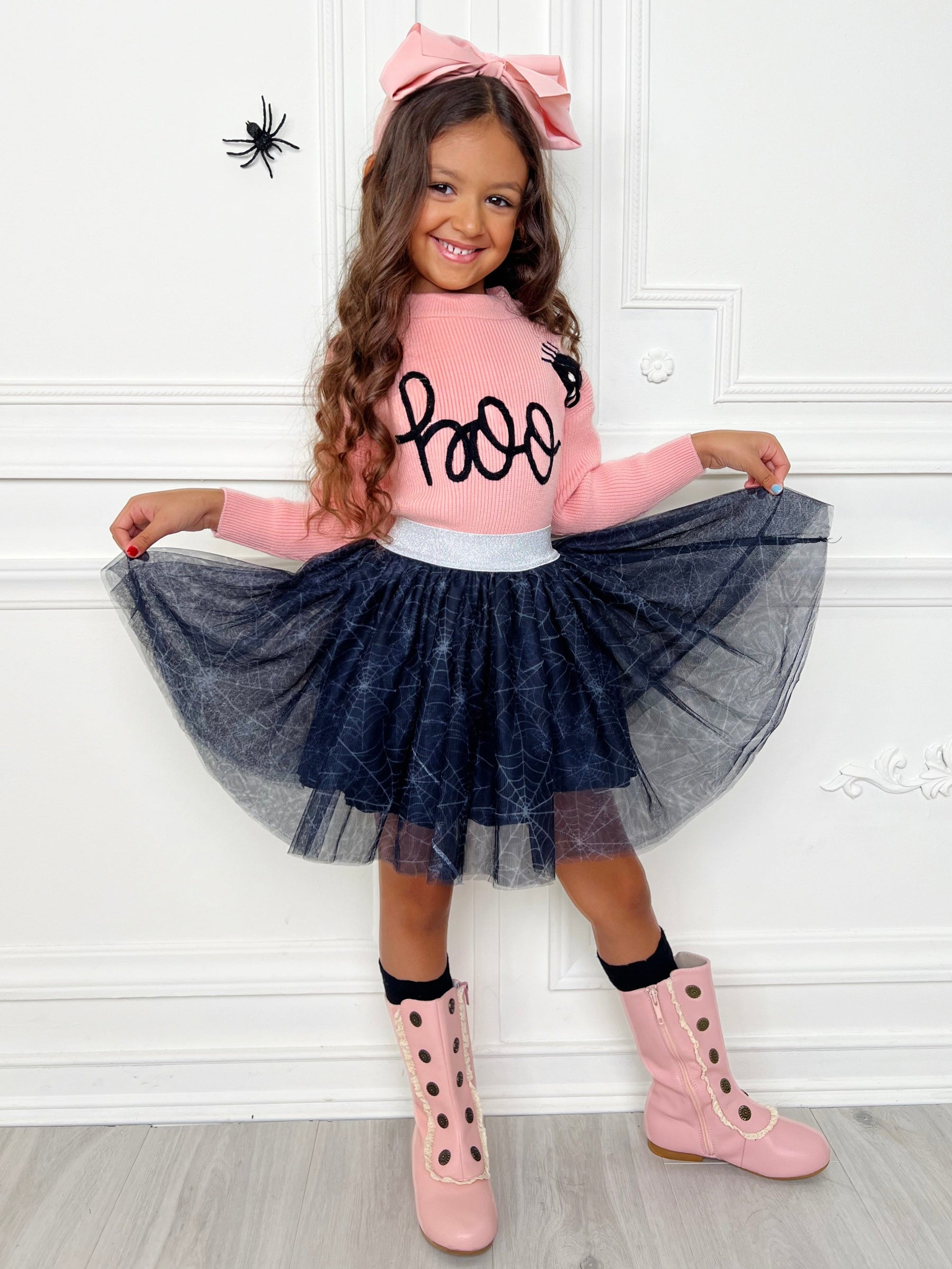 Halloween Boo Top and Spider Tutu Skirt Set – Mia Belle Girls