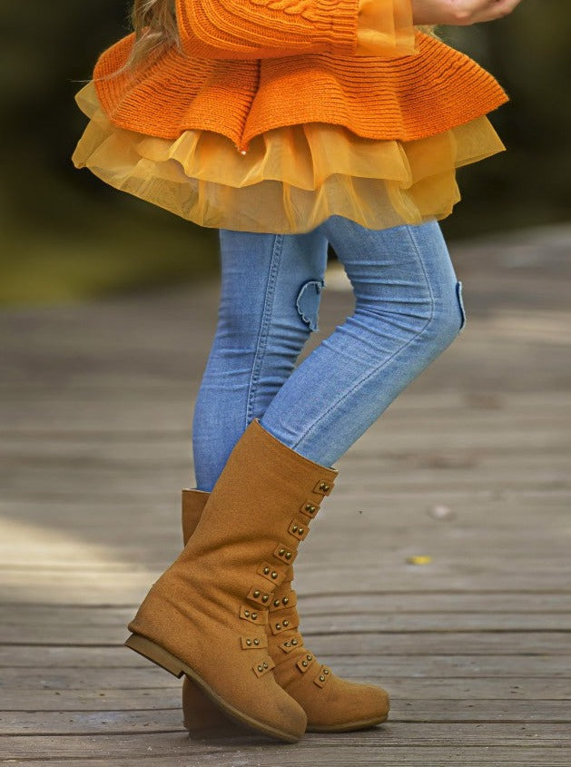 Mia Belle Girls Military Style Studded Boots | Shoes By Liv and Mia