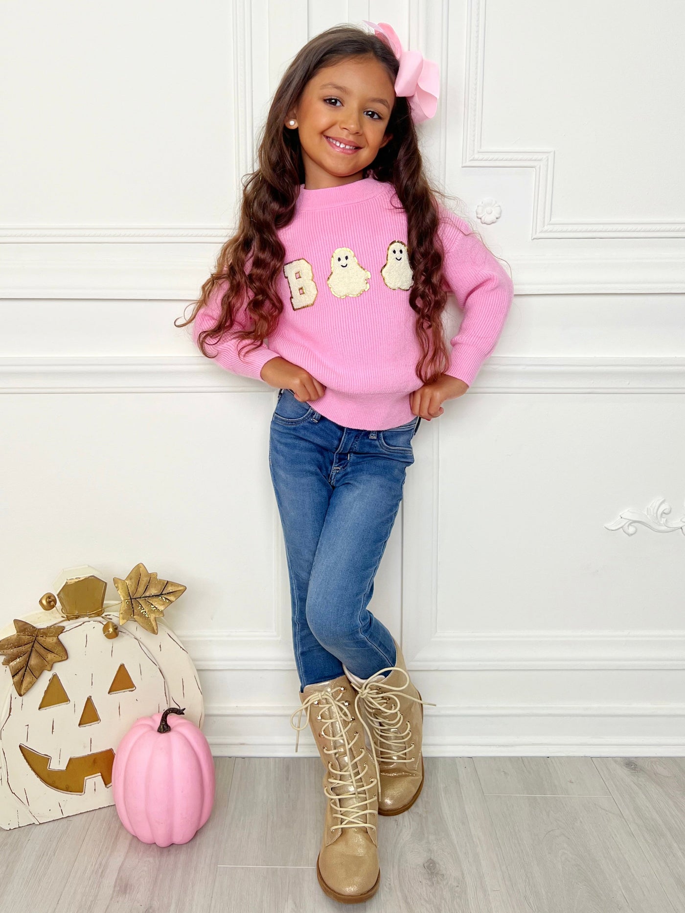 Pink Boo Ghost Halloween Sweater – Mia Belle Girls