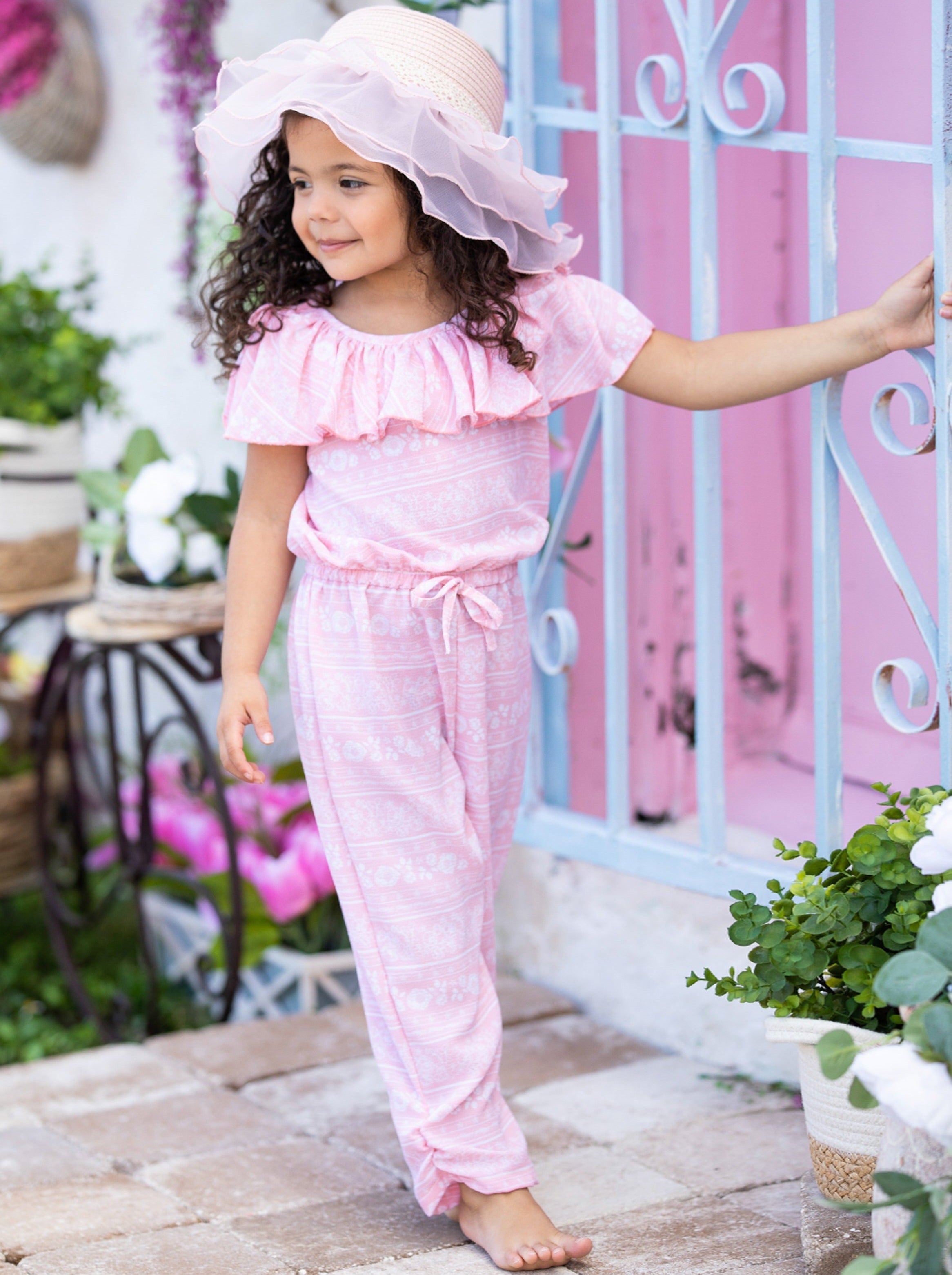 Kids Spring Clothes | Little Girls Calico Floral Ruffle Bib Jumpsuit ...