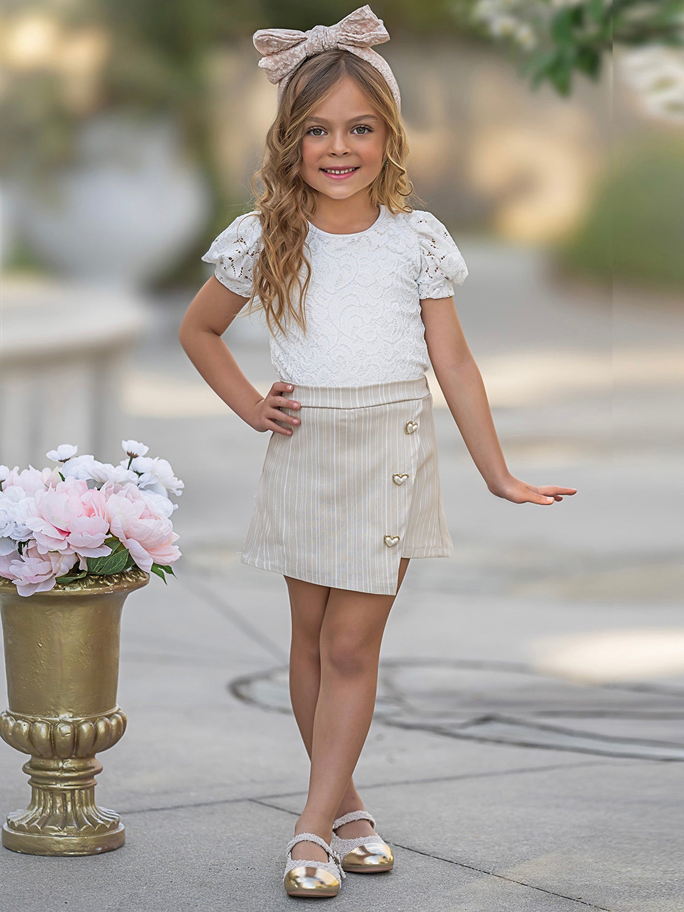 Mia Belle Girls Lace Top And Skort Set | Girls Spring Outfits