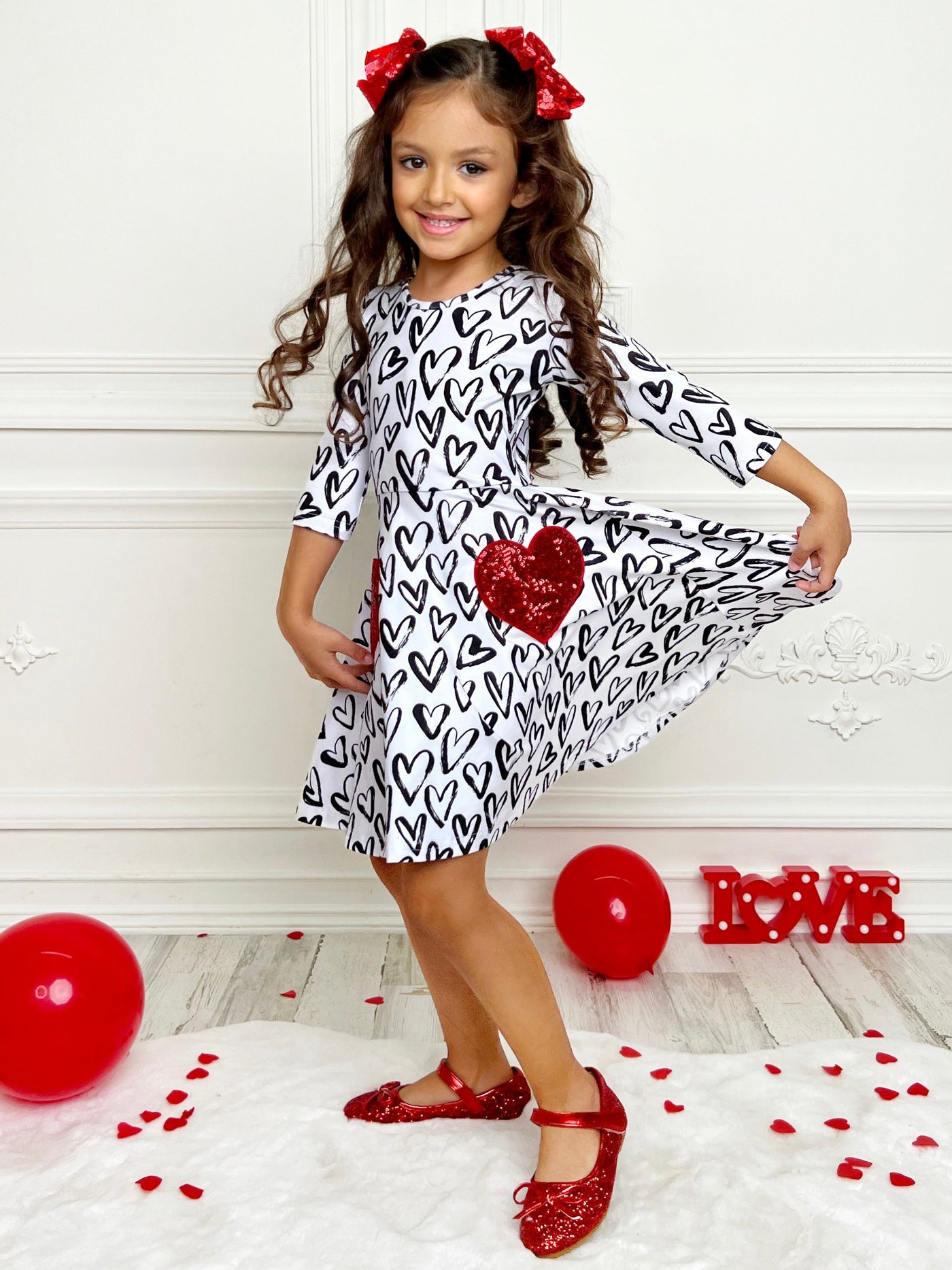 Mia Belle Girls Heart Dress | Girls Valentine's Dresses