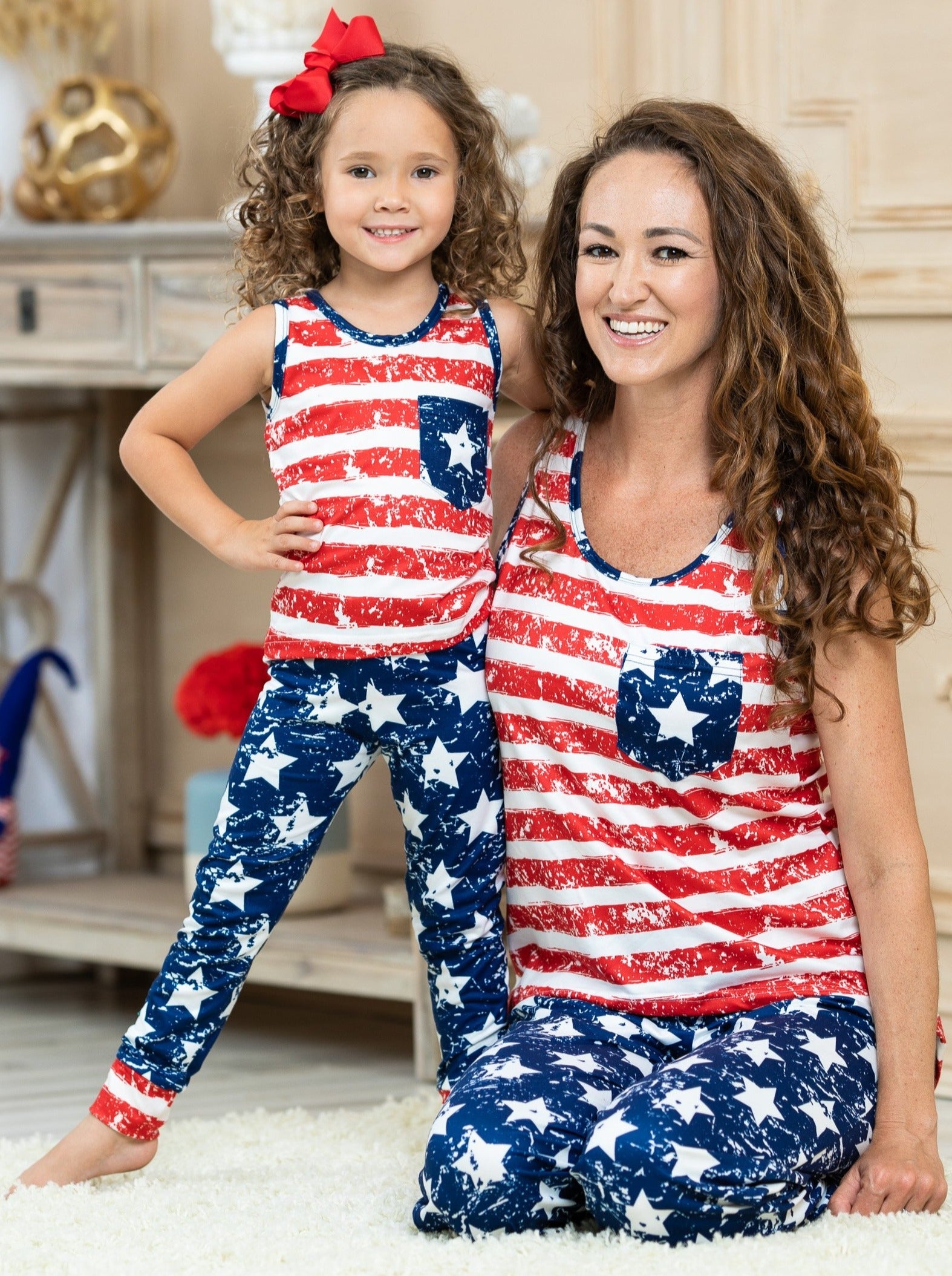 Mommy And Me Outfits | 4th Of July Sets | American Flag Loungewear Sets ...