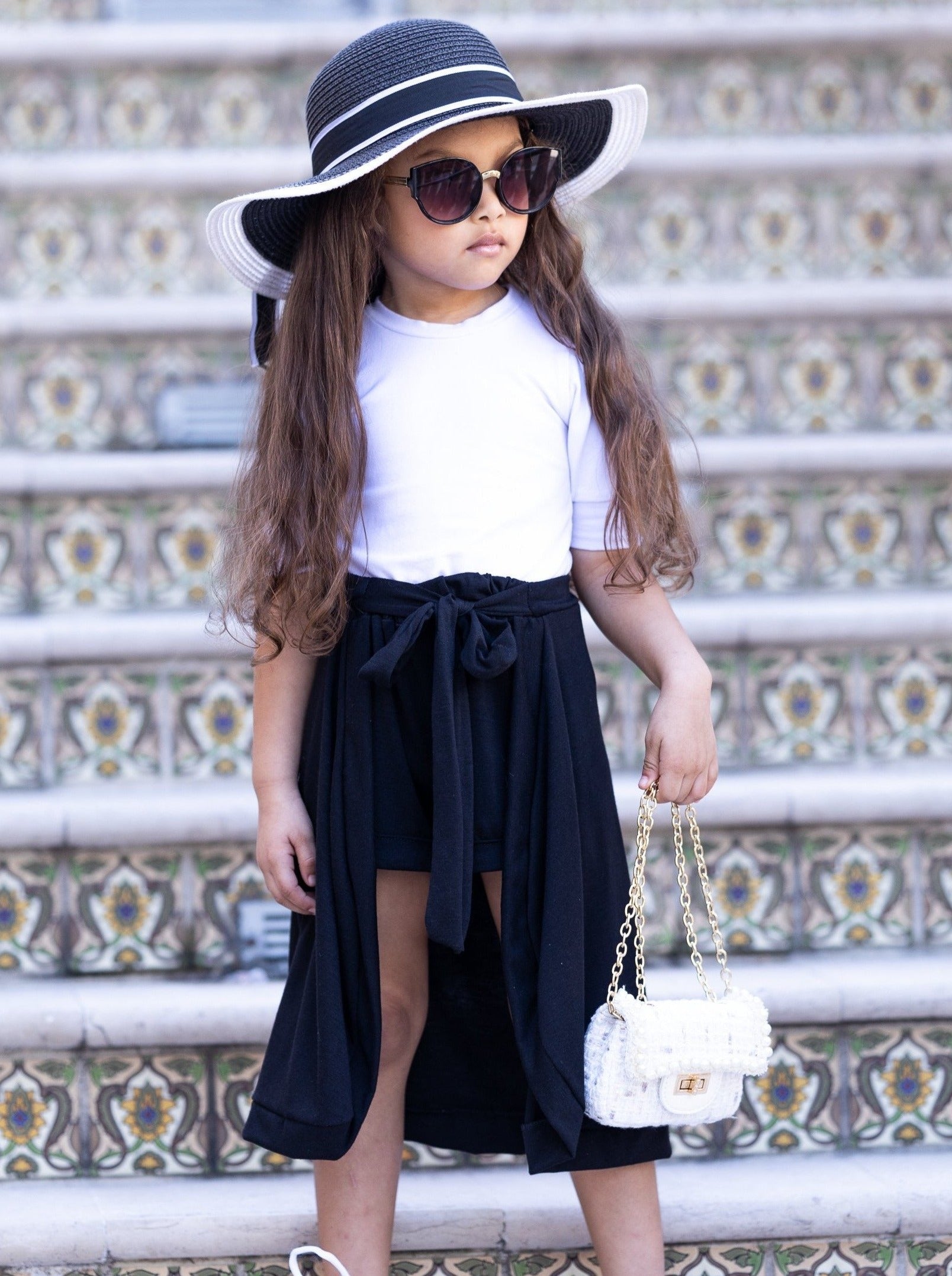 Spring Three Piece Outfits | Girls Top, Shorts & Wrap Skirt Set – Mia ...
