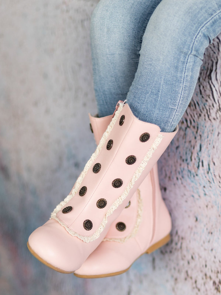 Ruffle Boots | Military Style Lace Boots - Mia Belle Girls