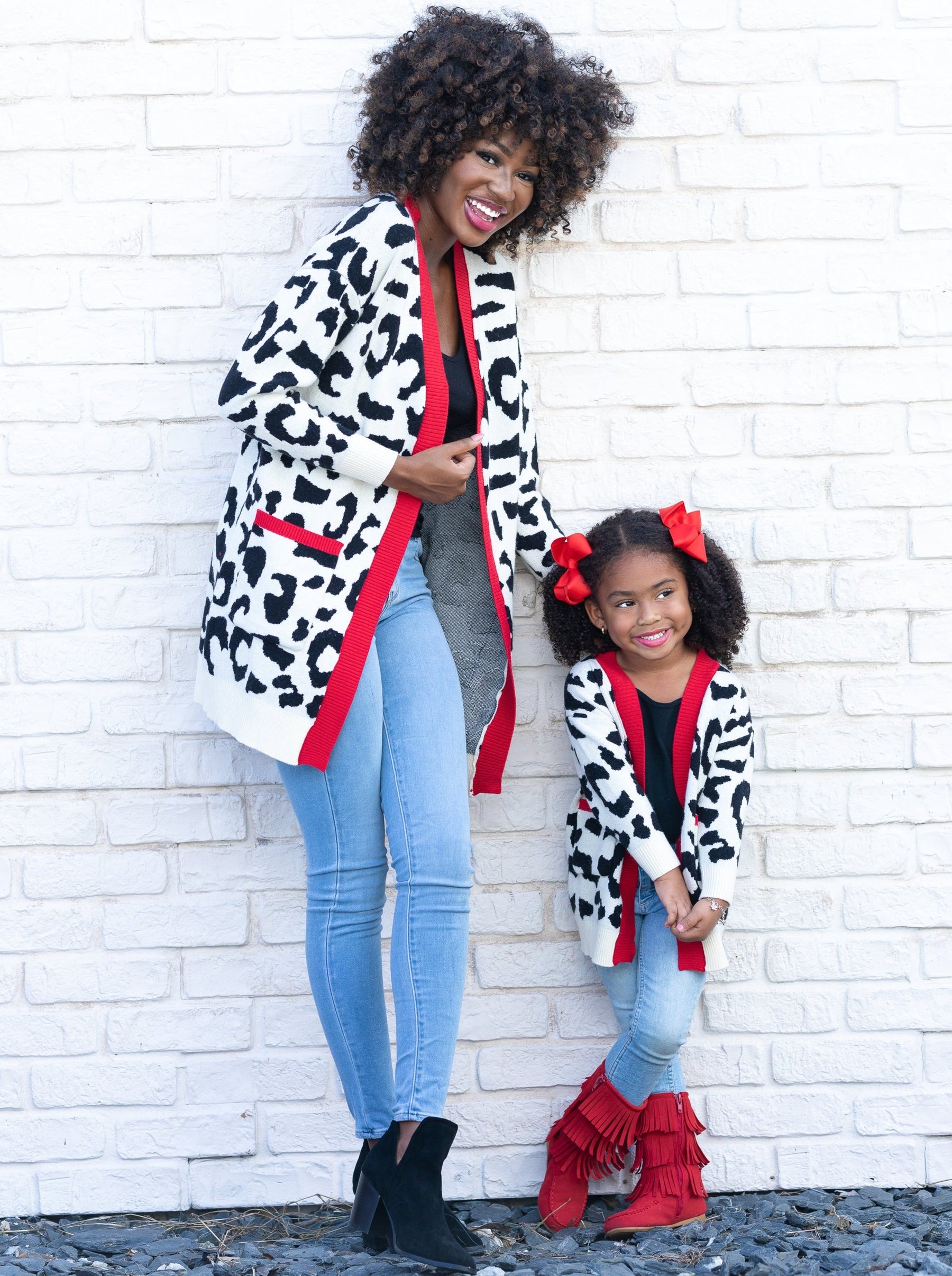 Mommy And Me Cardigans | Matching Snow Leopard Print Oversized Cardigan ...