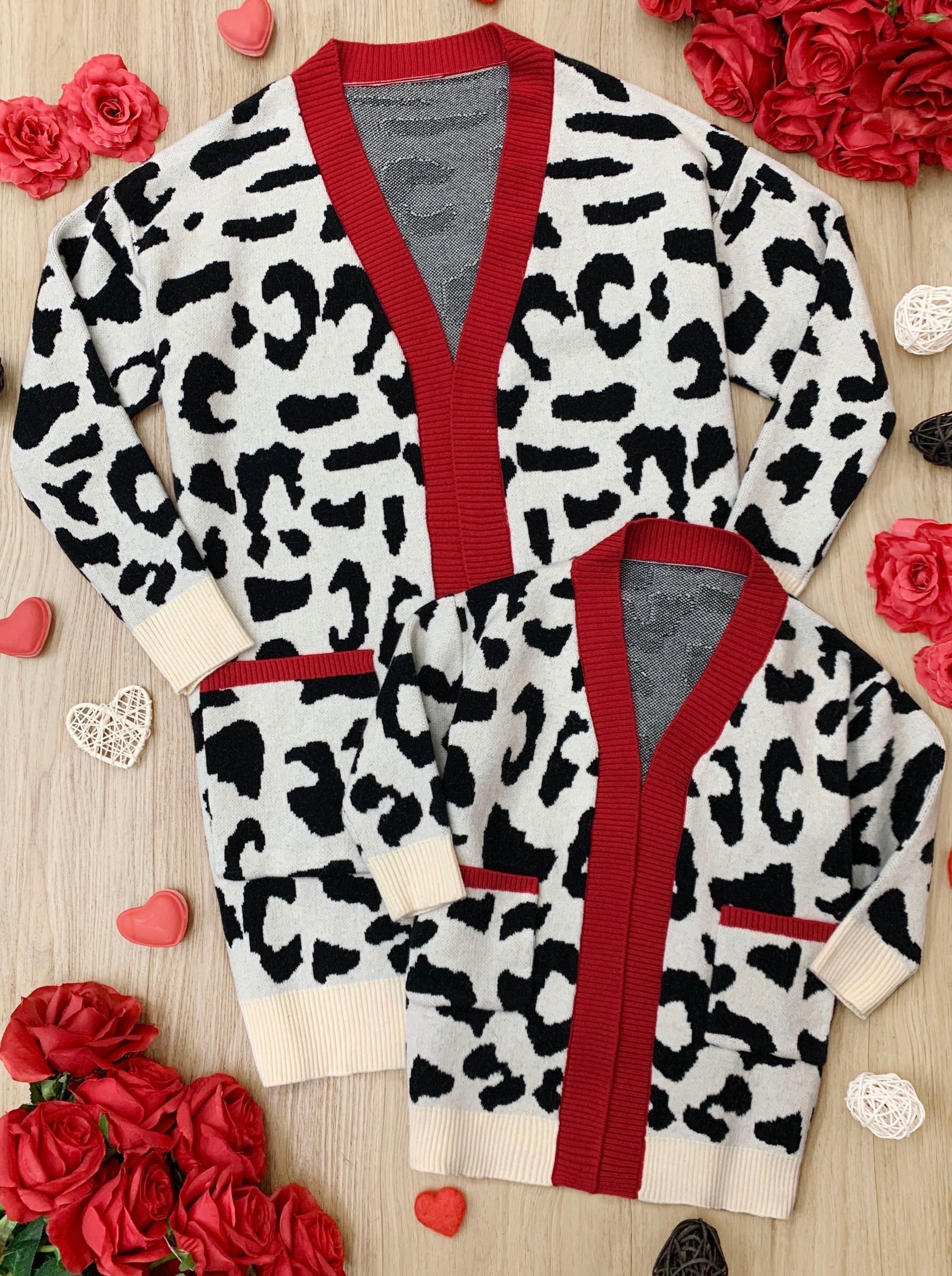 Mommy And Me Cardigans | Matching Snow Leopard Print Oversized Cardigan ...