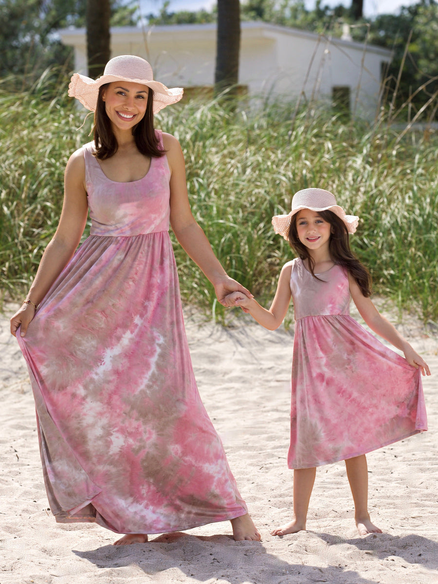 Mommy and Me Blush Breeze Tie-Dye Maxi Dress – Mia Belle Girls