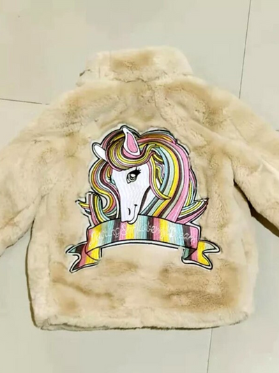 Sprinkle Magic Faux Fur Unicorn Winter Coat – Mia Belle Girls