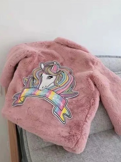 Sprinkle Magic Faux Fur Unicorn Winter Coat – Mia Belle Girls