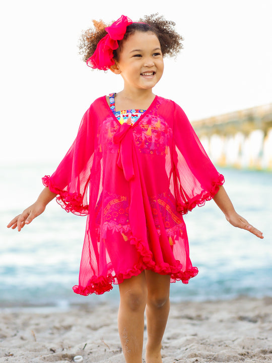 Girls Sheer Kaftan Ruffle Cover-Up – Mia Belle Girls