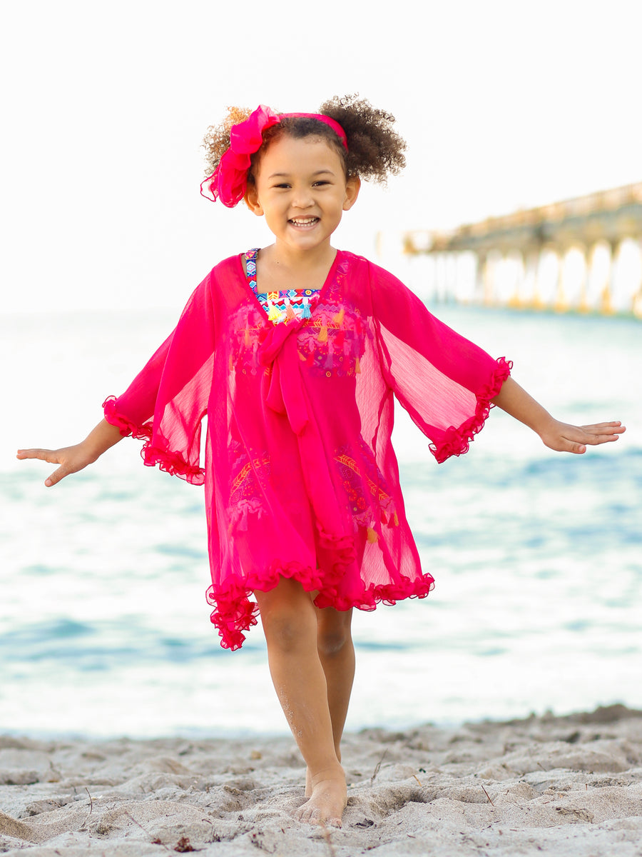 Girls Sheer Kaftan Ruffle Cover-Up – Mia Belle Girls