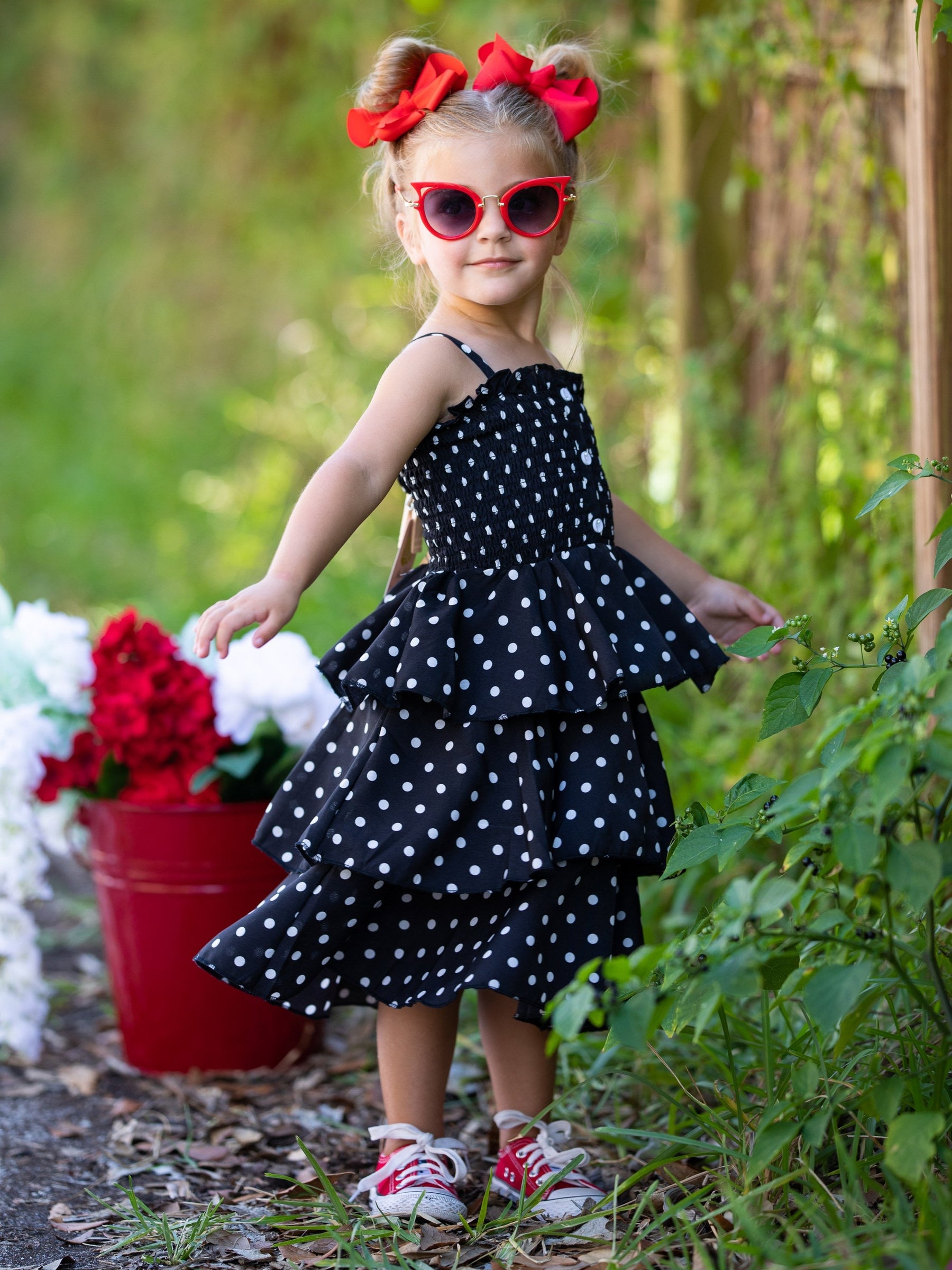 Toddler Spring Dresses | Little Girls Polka Dot Tiered Ruffle Dress ...