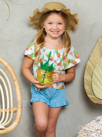 Kids Spring Fashion | Little Girls Pineapple Top & Ruffle Shorts Set ...
