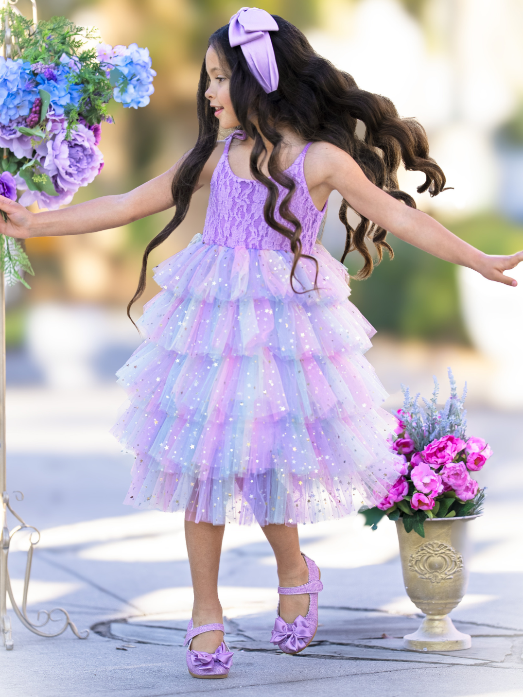 Springtime Fairy Lace and Stars Tiered Tutu Dress – Mia Belle Girls