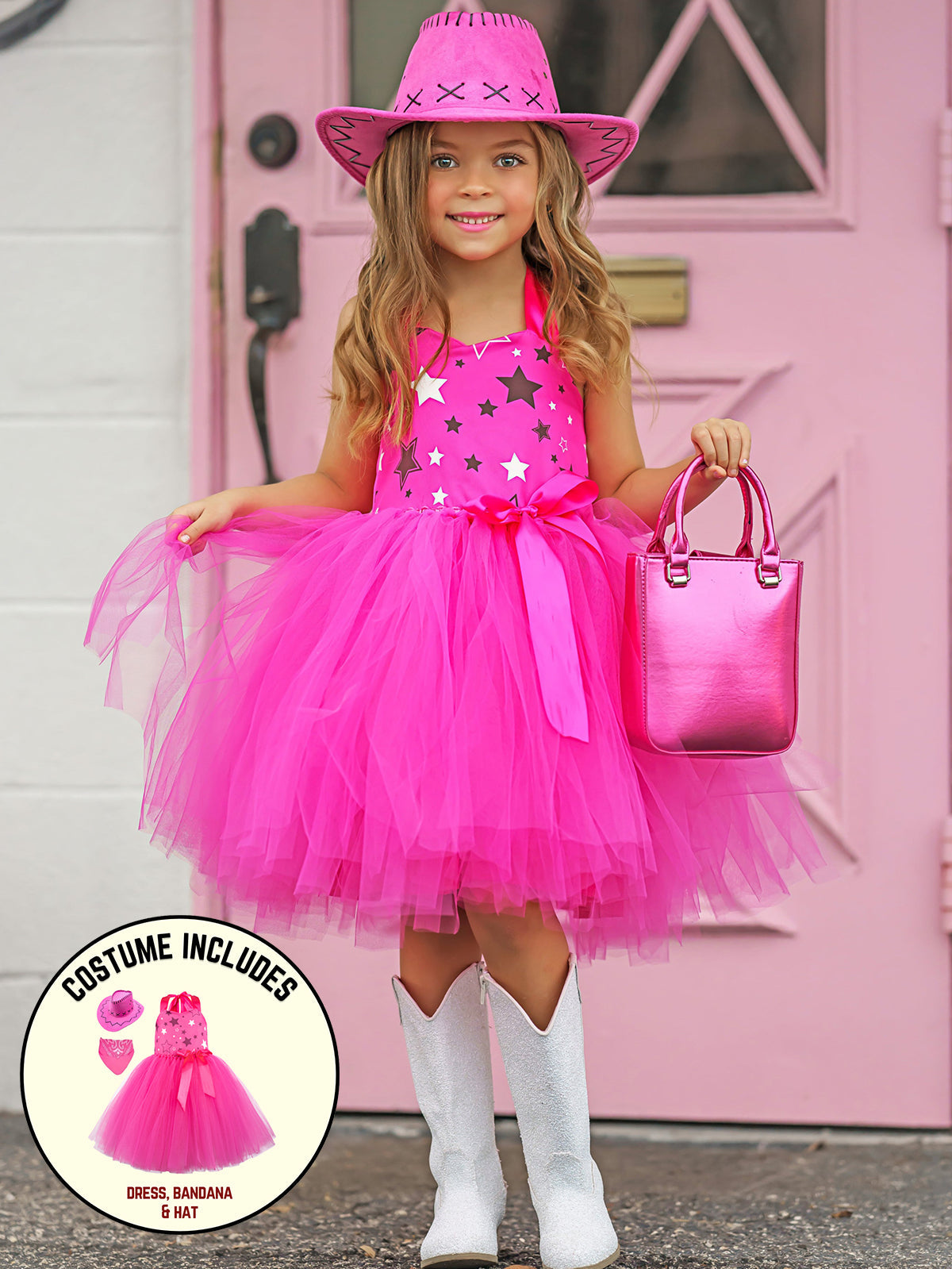 Mia Belle Girls Pink Cowboy Barbie Inspired Tutu Costume Set