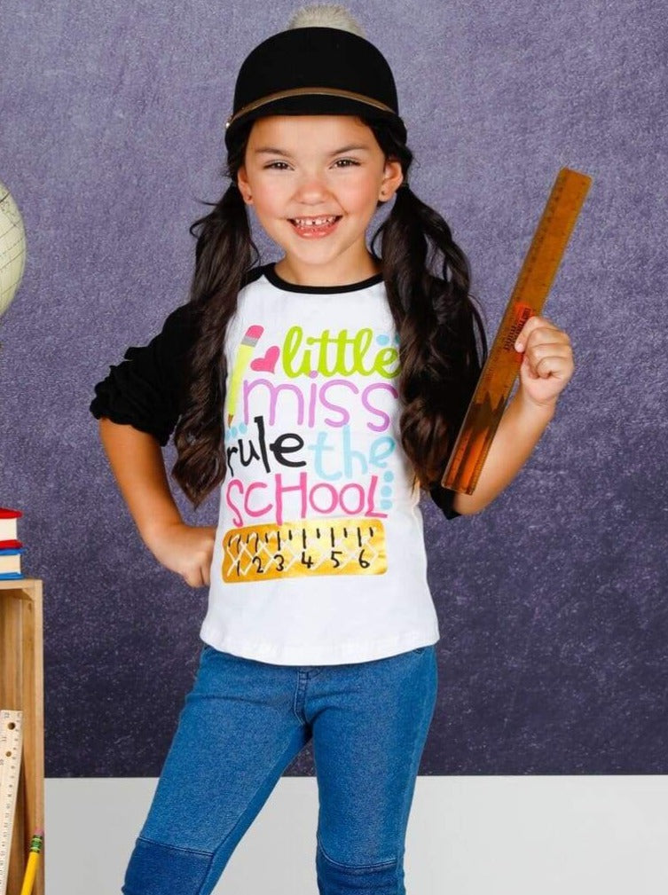 Little Miss Rule the school with Raglan Dress – Mia Belle Girls