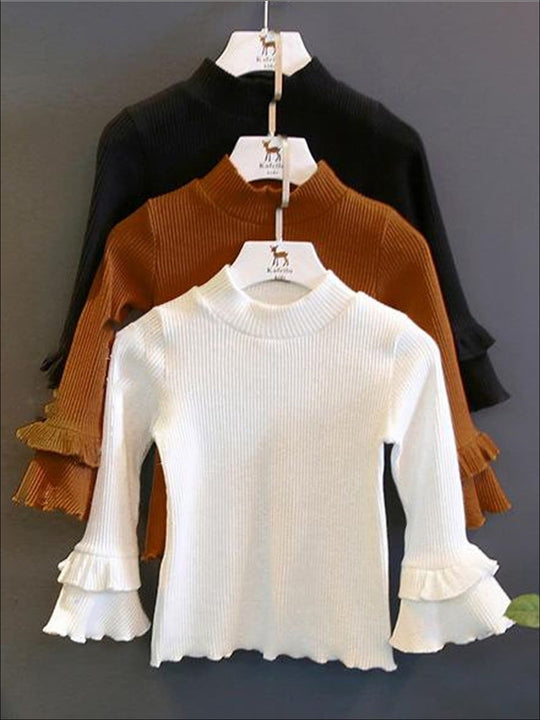 Girls Fall Clothes | Double Flare Sleeve Knit Top | Girls Boutique ...
